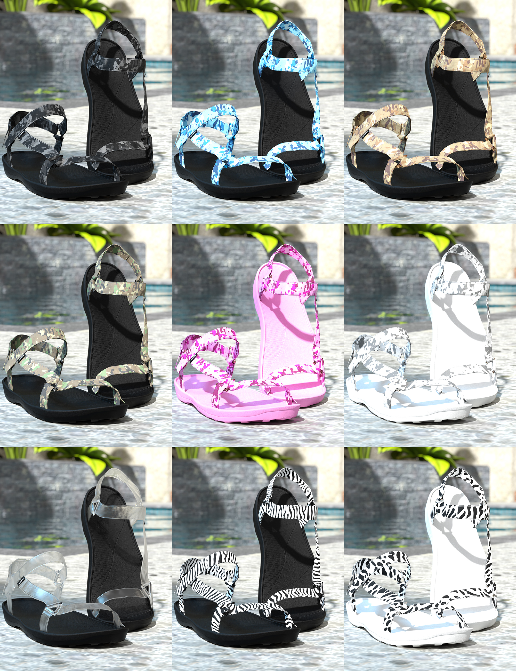 Kody Flat Sandals For Genesis 9 | Daz 3D