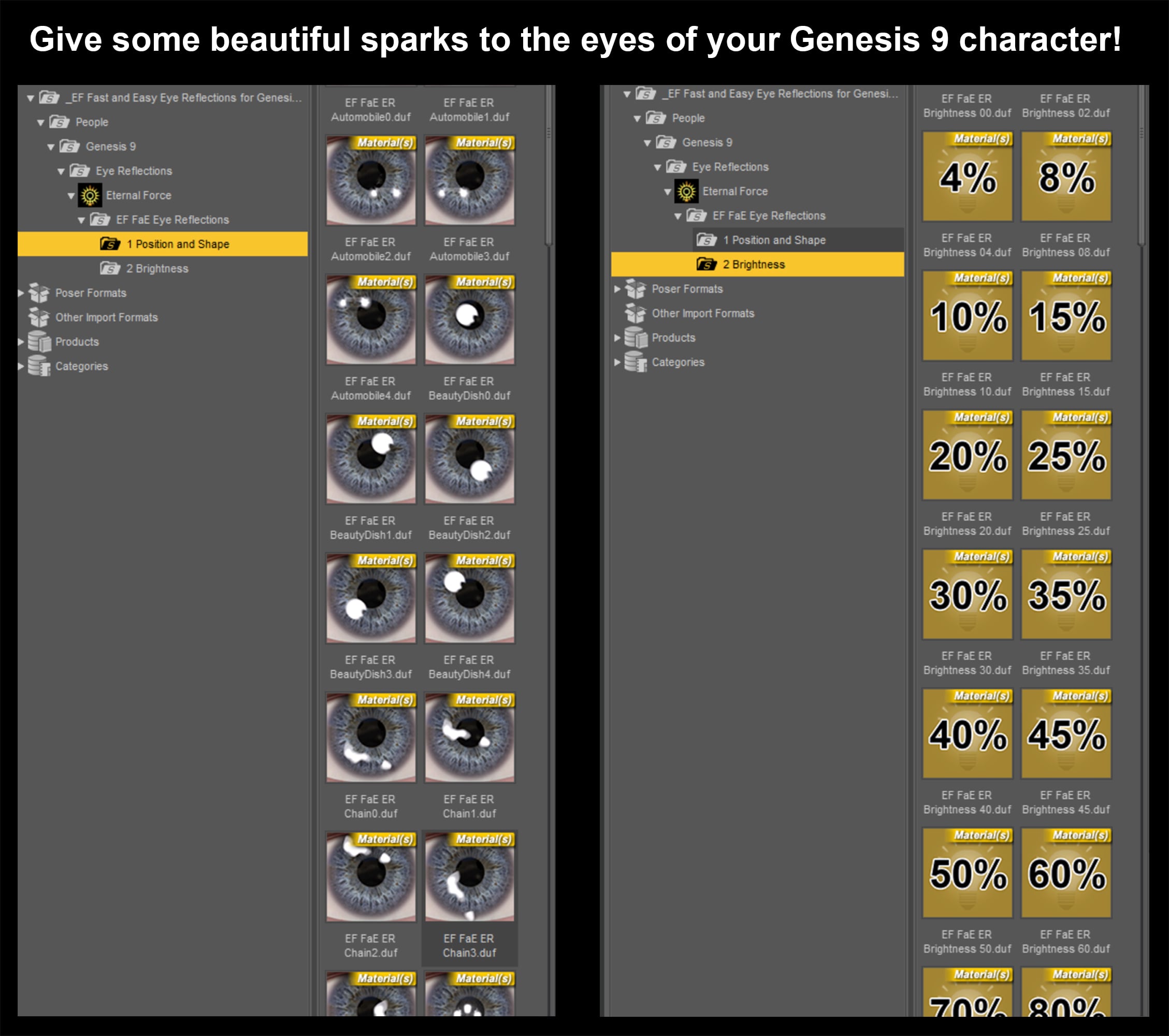 EF Fast and Easy Eye Reflections for Genesis 9 | Daz 3D