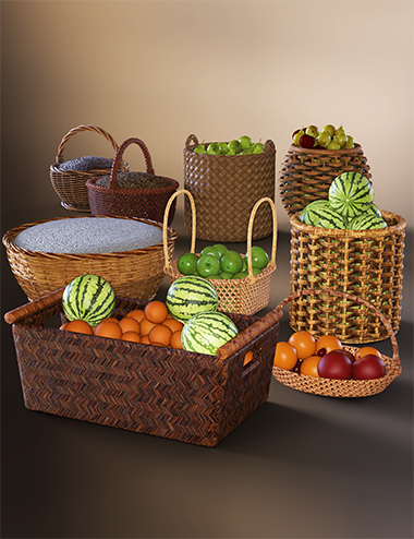 BW Medieval Simple Baskets Props | Daz 3D