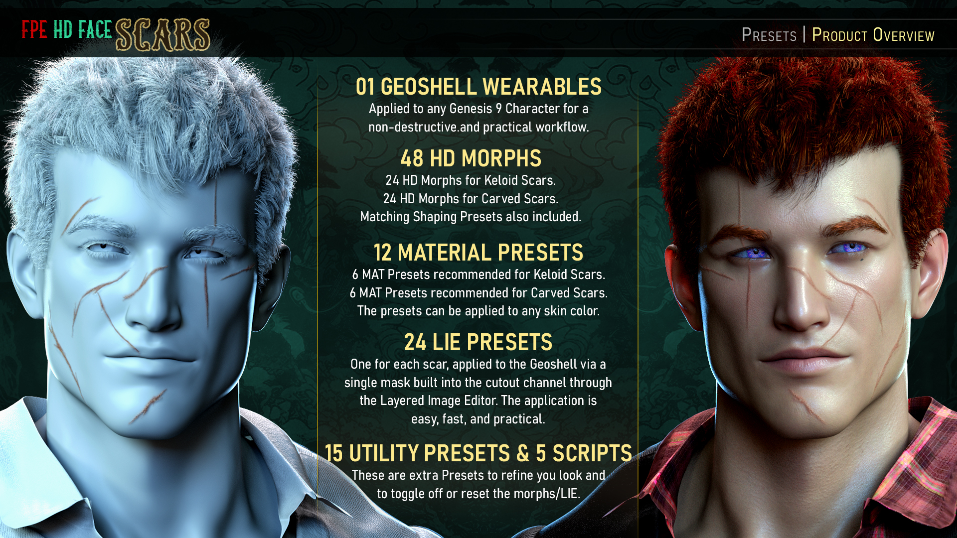 FPE HD Face Scars for Genesis 9 | Daz 3D