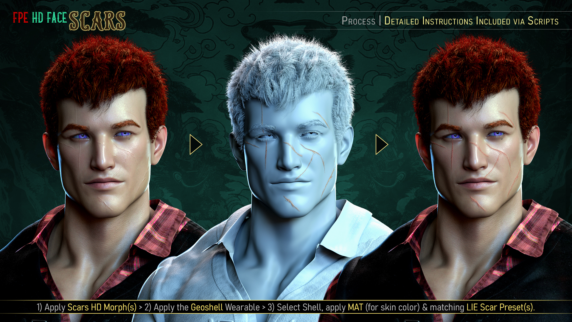 FPE HD Face Scars for Genesis 9 | Daz 3D