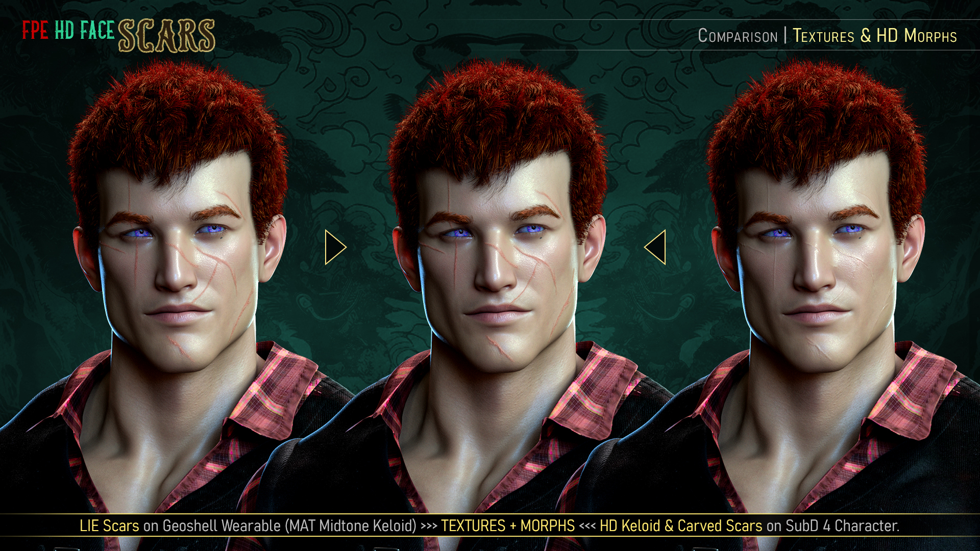 FPE HD Face Scars for Genesis 9 | Daz 3D