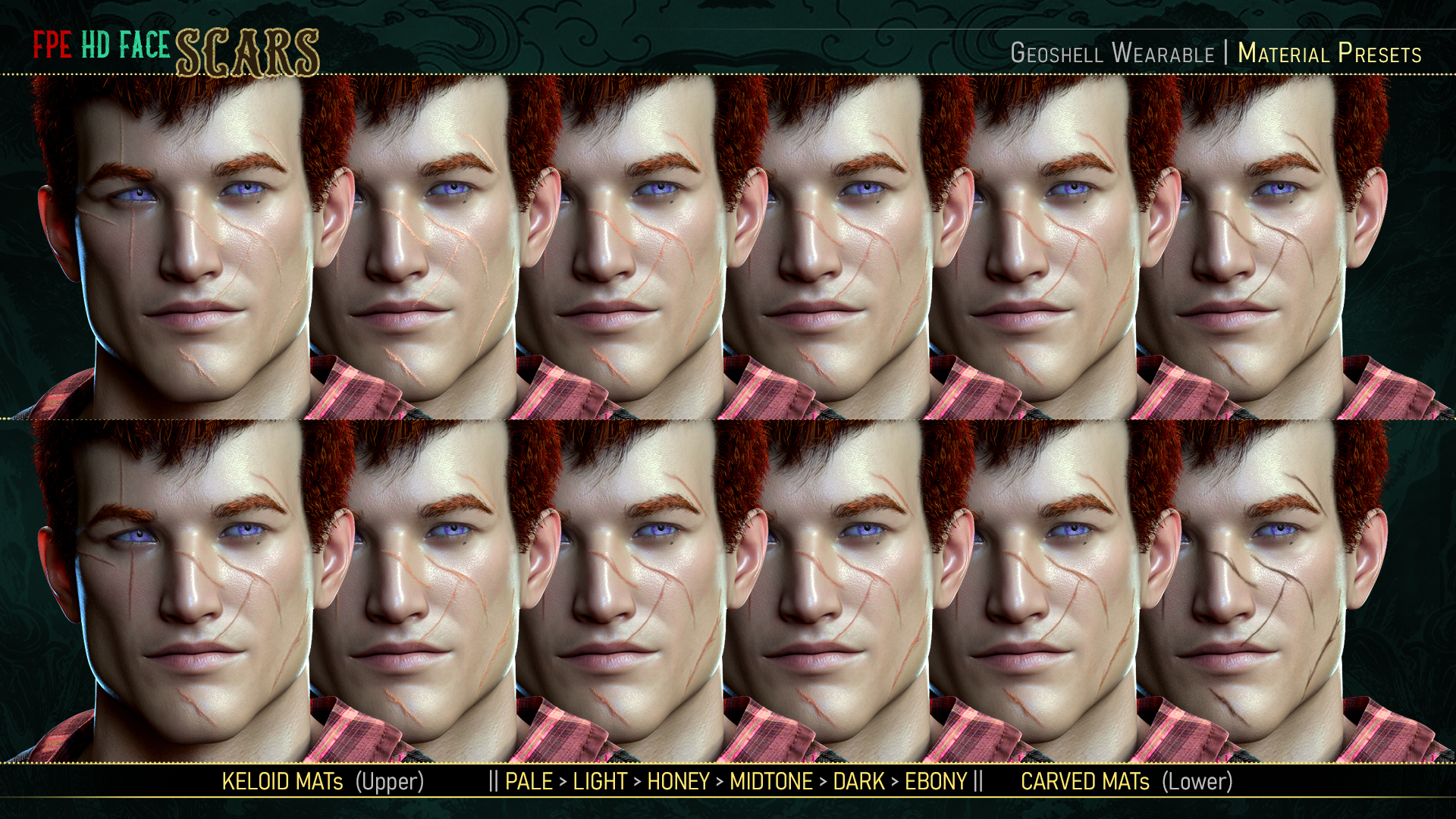 FPE HD Face Scars for Genesis 9 | Daz 3D