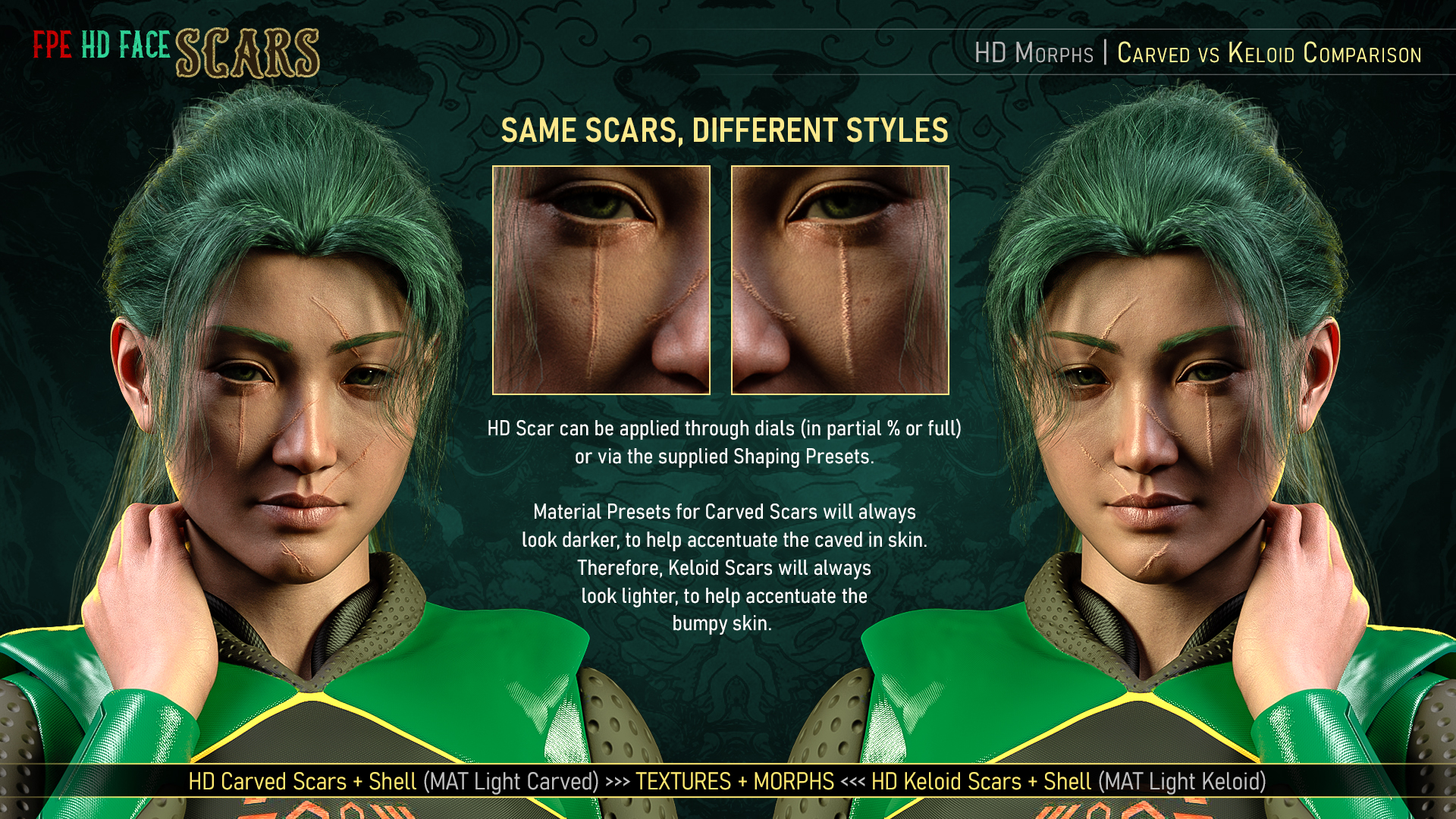 FPE HD Face Scars for Genesis 9 | Daz 3D
