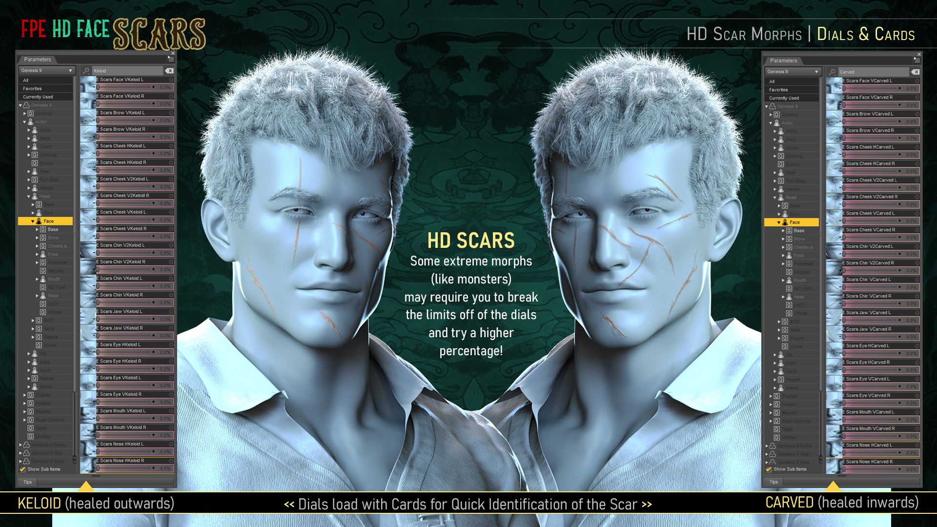 FPE HD Face Scars for Genesis 9 | Daz 3D