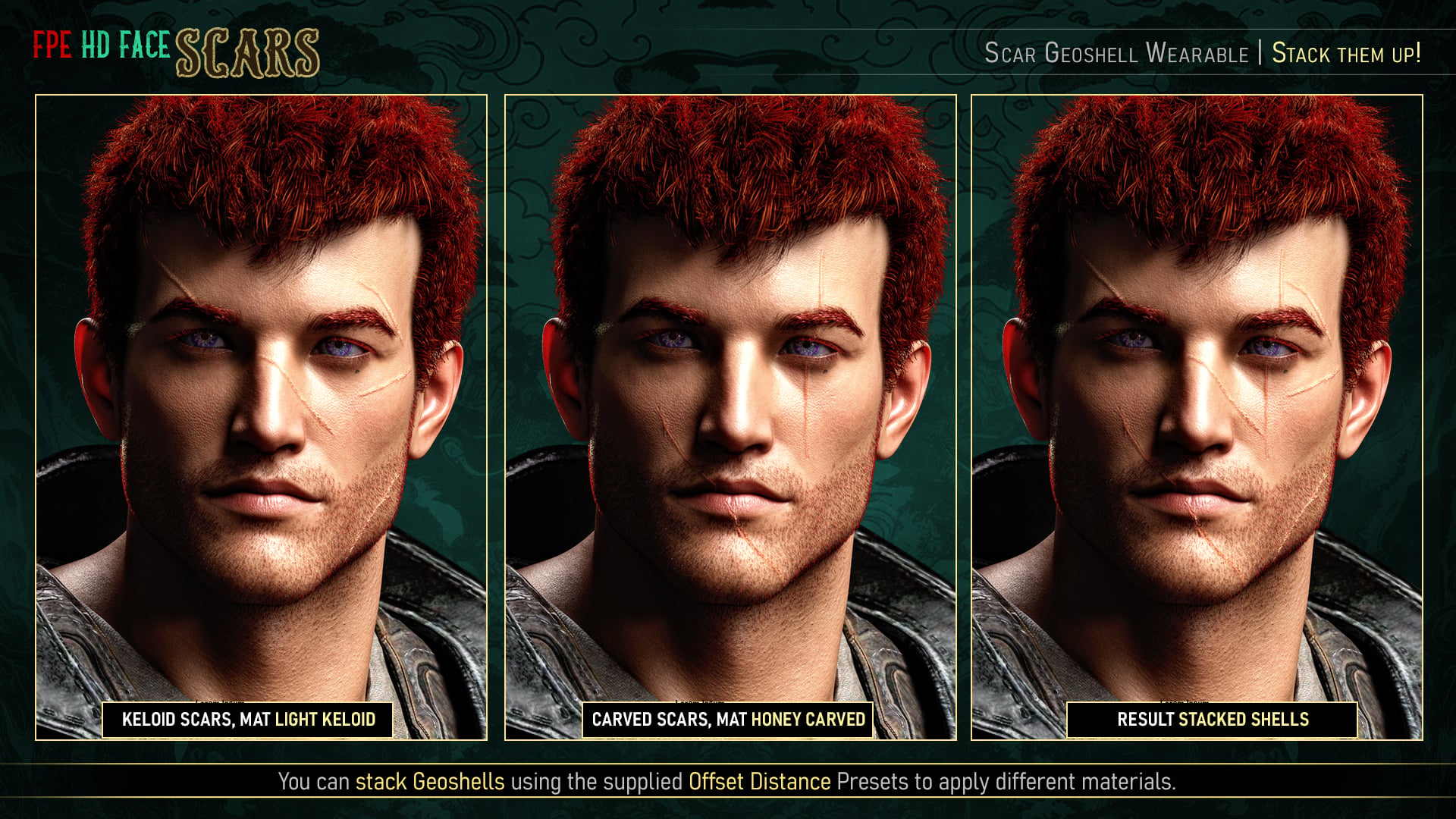 FPE HD Face Scars for Genesis 9 | Daz 3D