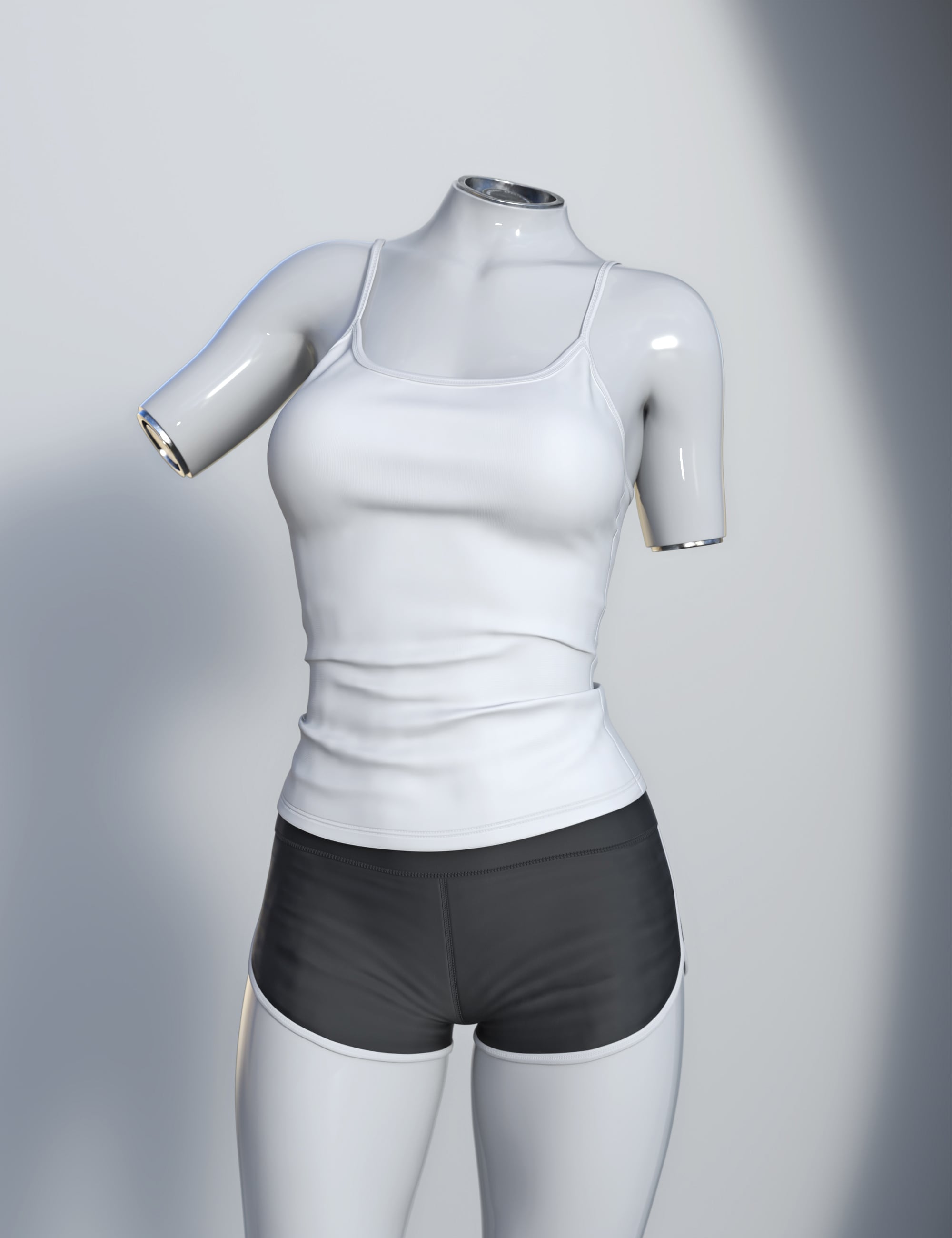 dForce SU Shorts Vest Suit for Genesis 9, 8.1, and 8 Female | Daz 3D