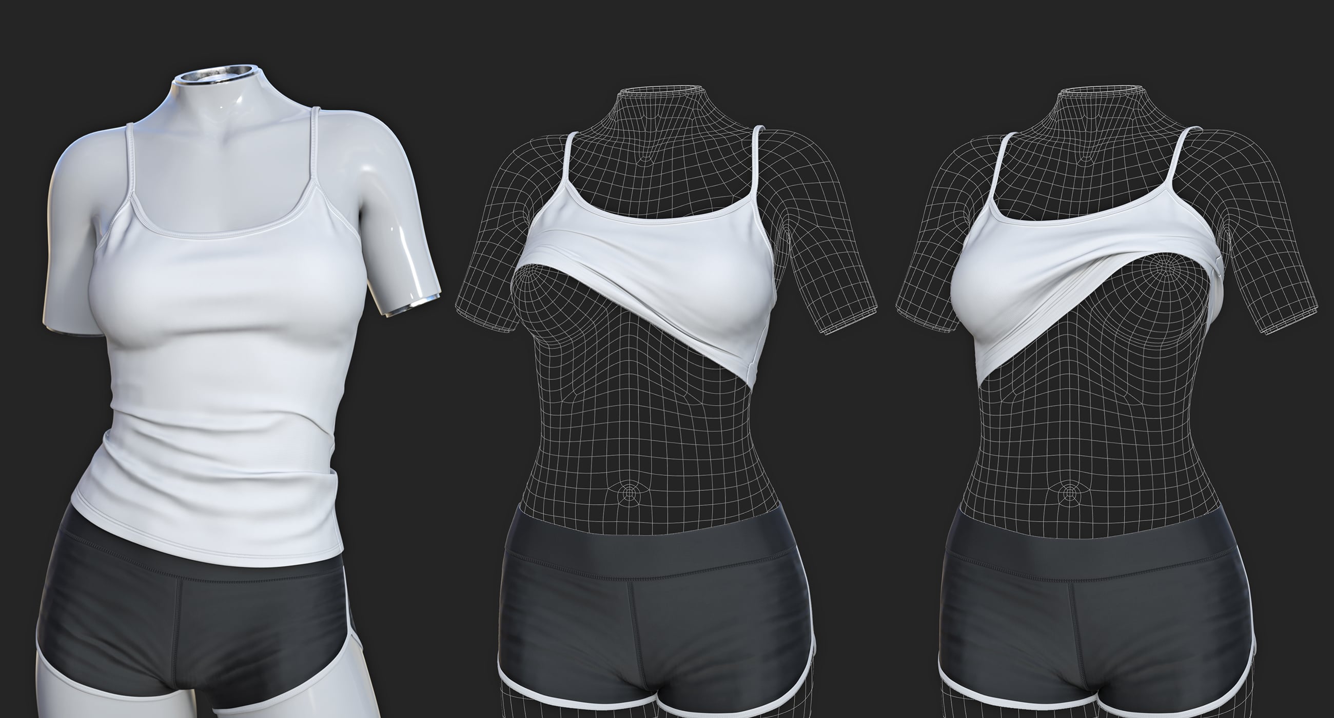 dForce SU Shorts Vest Suit for Genesis 9, 8.1, and 8 Female | Daz 3D