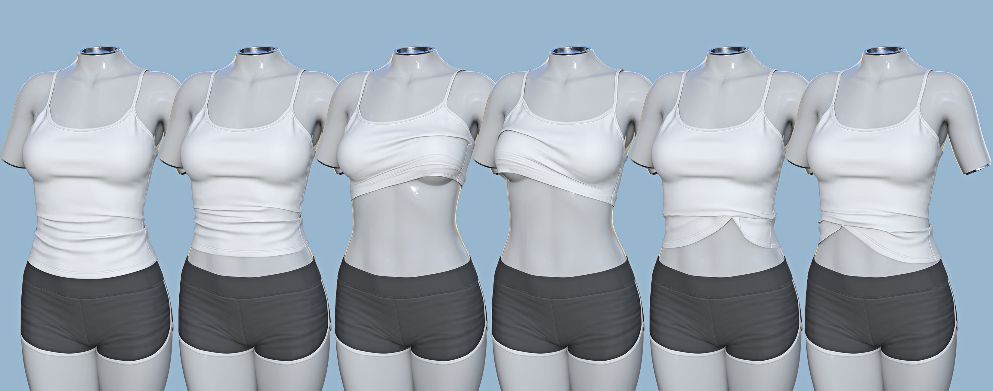 dForce SU Shorts Vest Suit for Genesis 9, 8.1, and 8 Female | Daz 3D