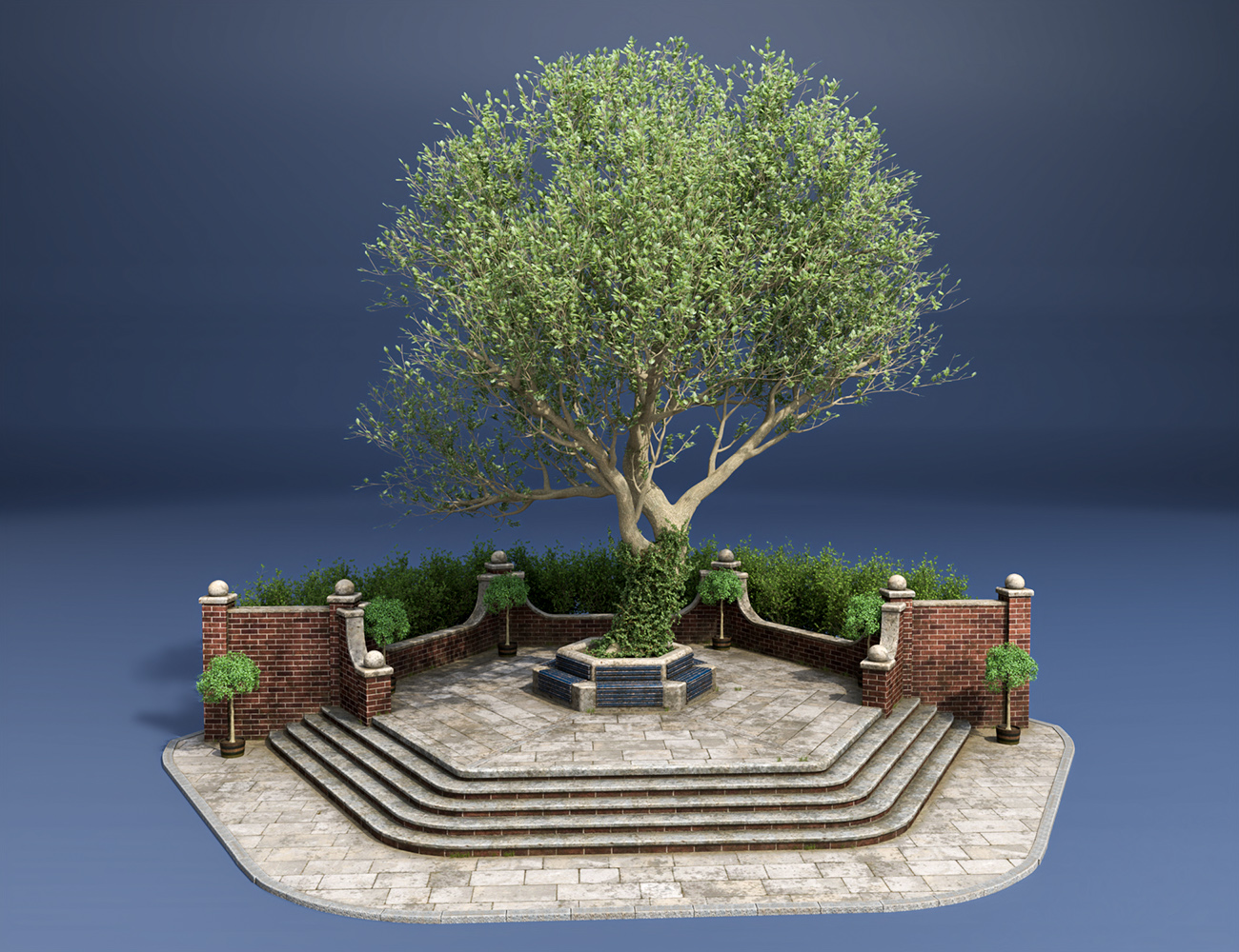 Hexagon Bench and Tree | Daz 3D