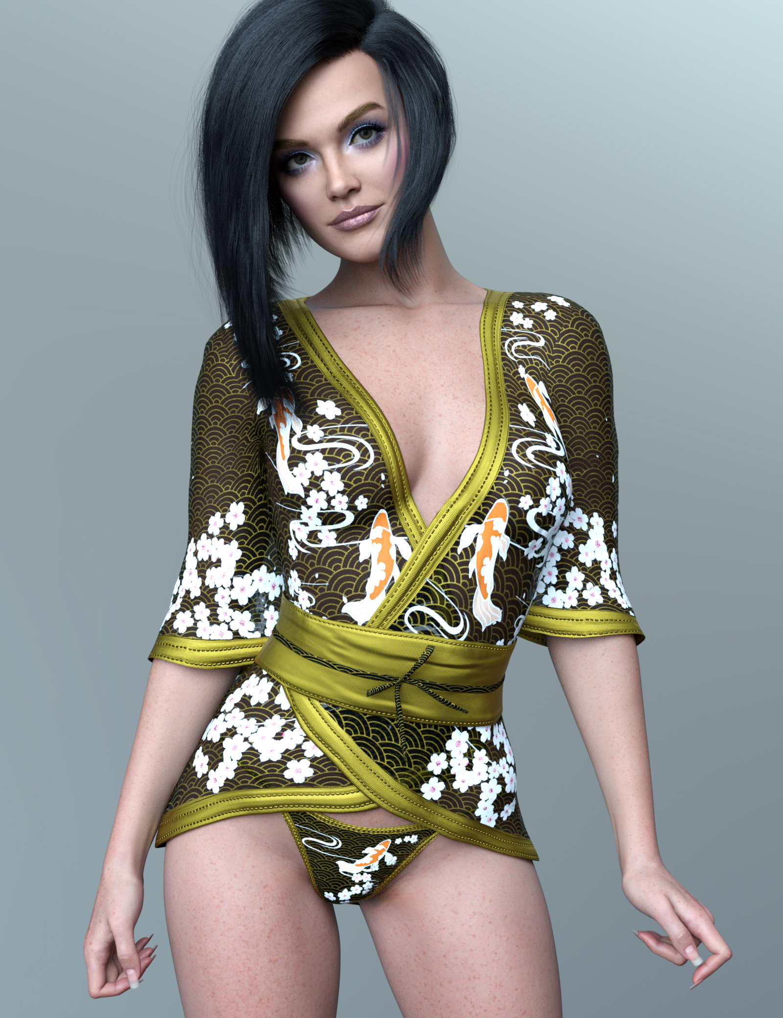 dForce Kimono Lingerie Top for Genesis 9 | Daz 3D