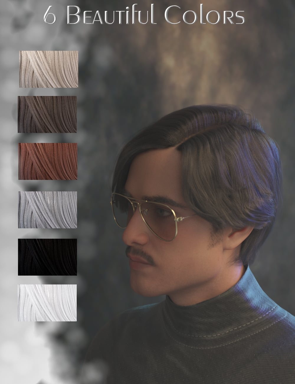Gerry 80s Vibe Hair for Genesis 9 and 8 Males | Daz 3D