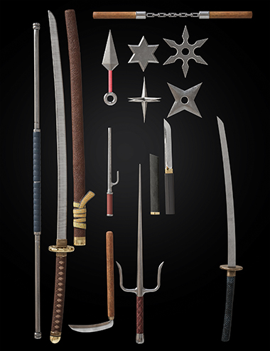BW Shadow Weapons Set for Genesis 9, 8 and 8.1 | Daz 3D