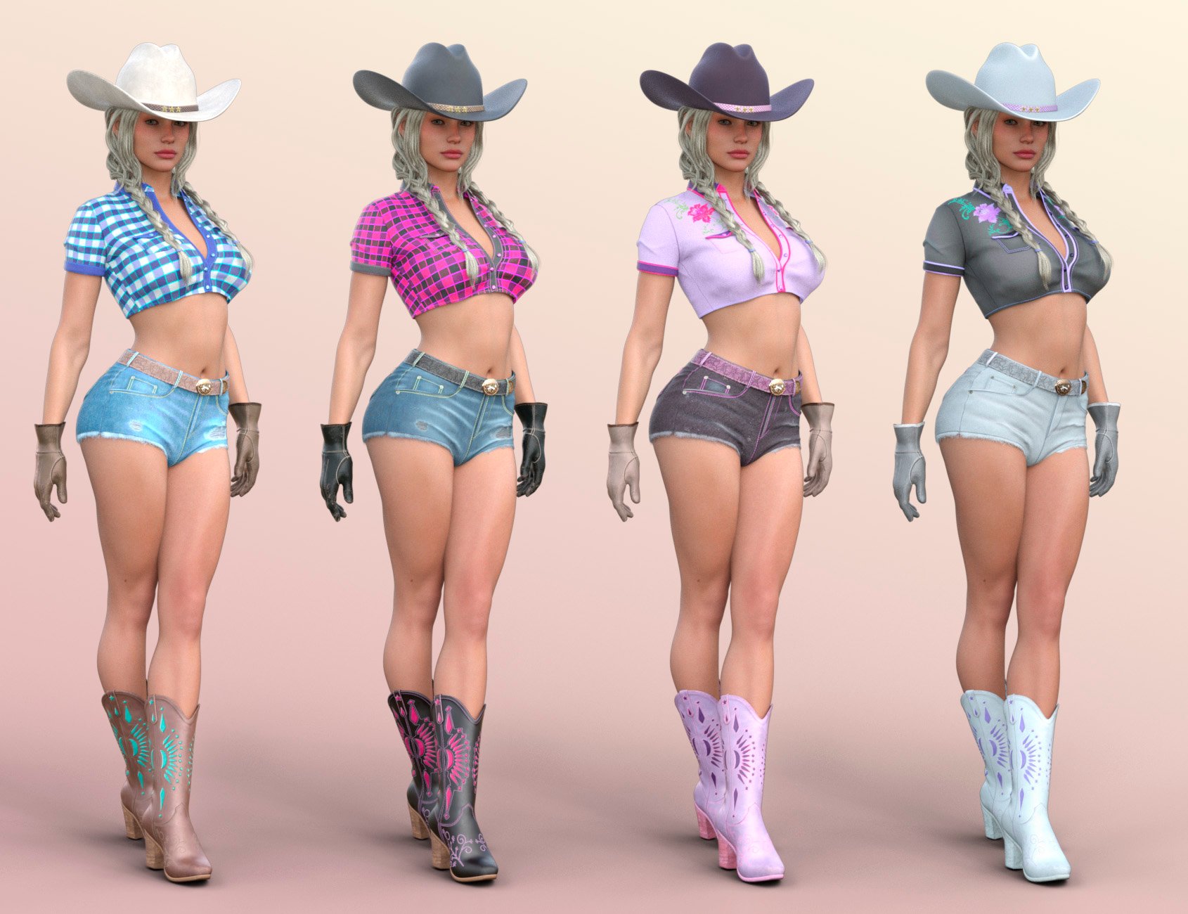 Wild West Cowgirl Bundle for Genesis 9 Feminine | Daz 3D