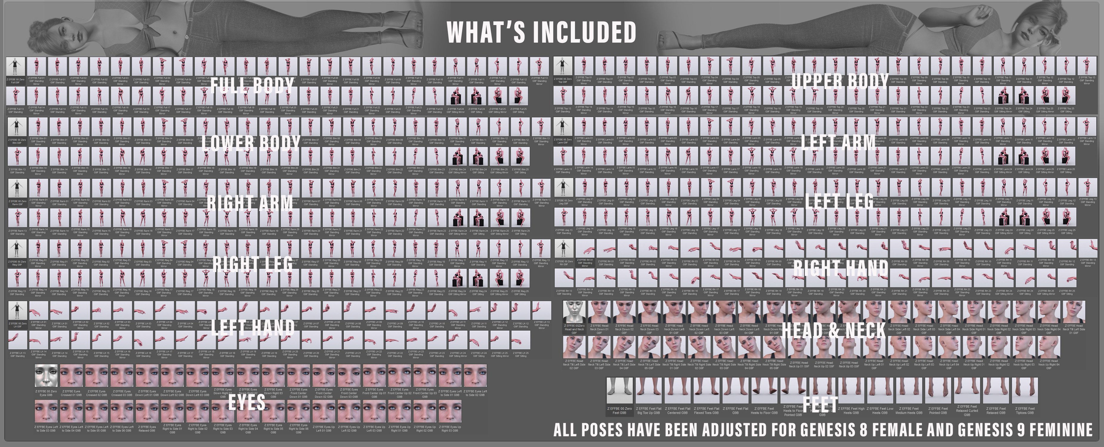 Z Effortless Beauty Pose Mega Set for Genesis 9 and 8 Female | Daz 3D