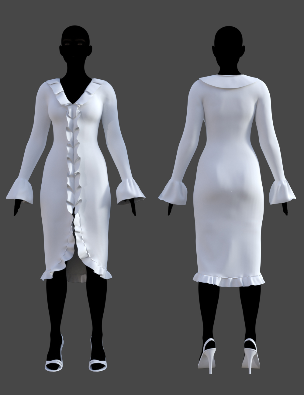 dForce MK Ruffled Knit Dress for Genesis 9 | Daz 3D