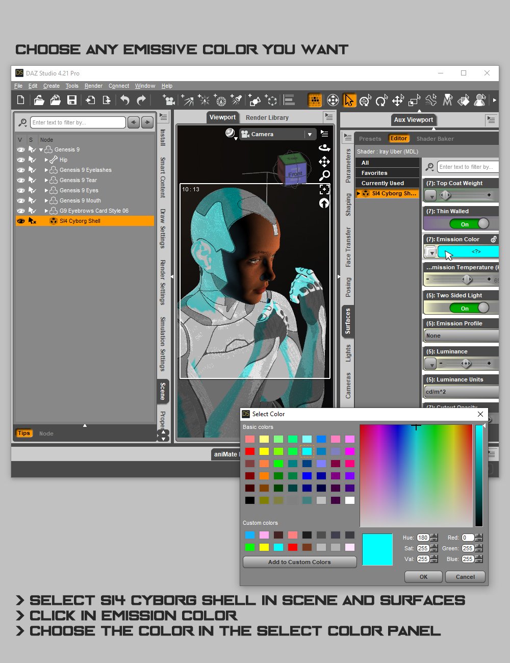 SI4 Cyborg Shell for Genesis 9 | Daz 3D
