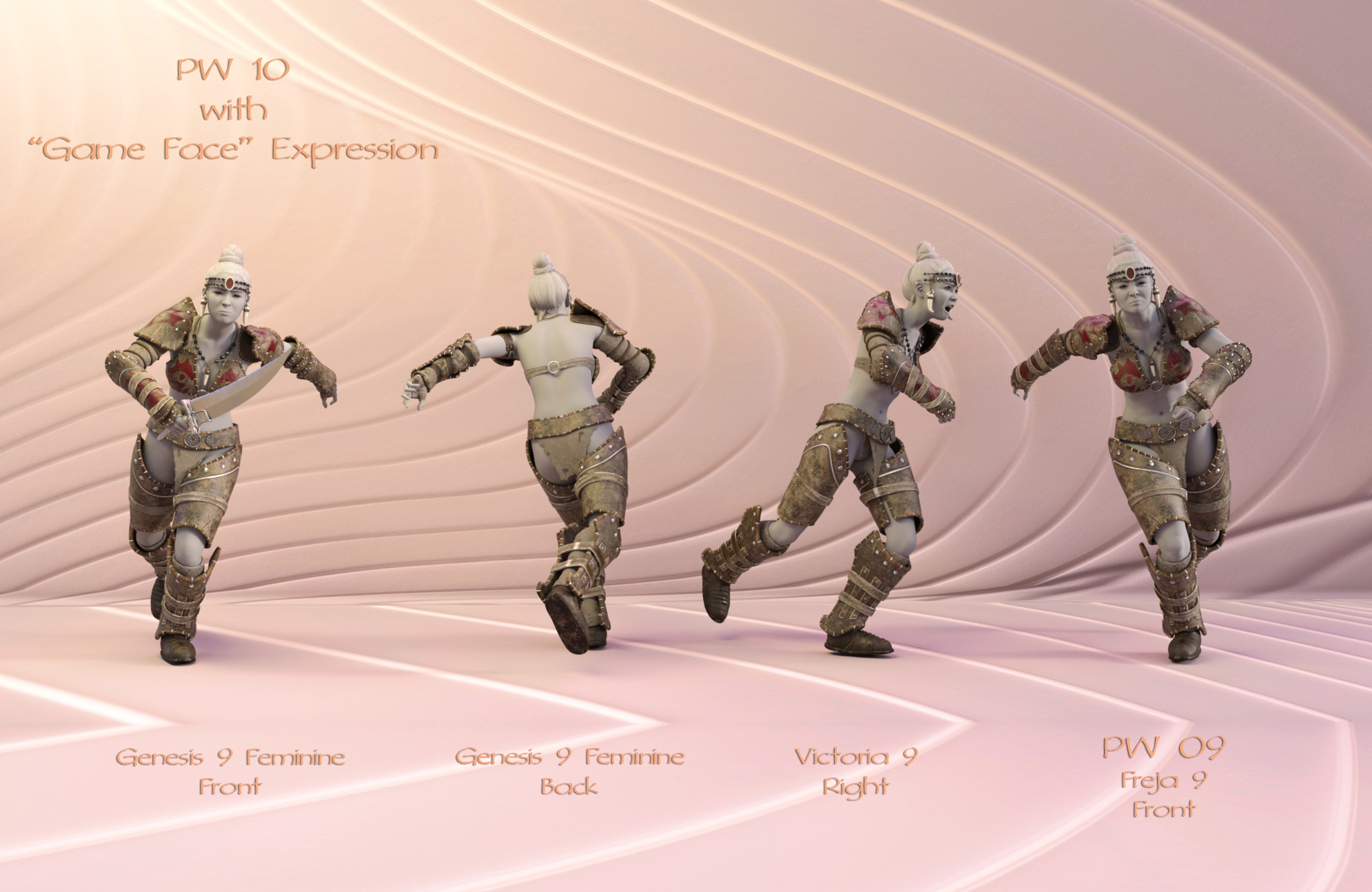 Primal Warrior Poses for Genesis 9 Feminine | Daz 3D