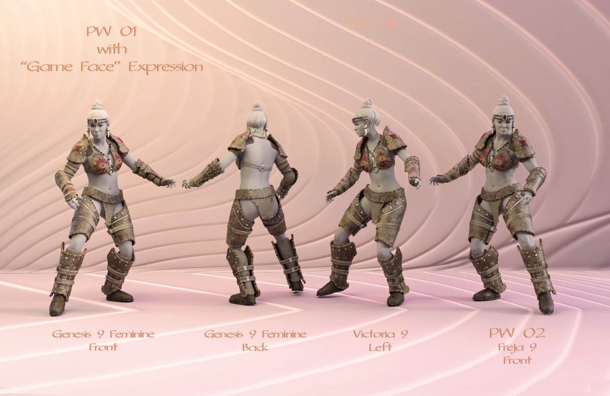 Primal Warrior Poses for Genesis 9 Feminine | Daz 3D