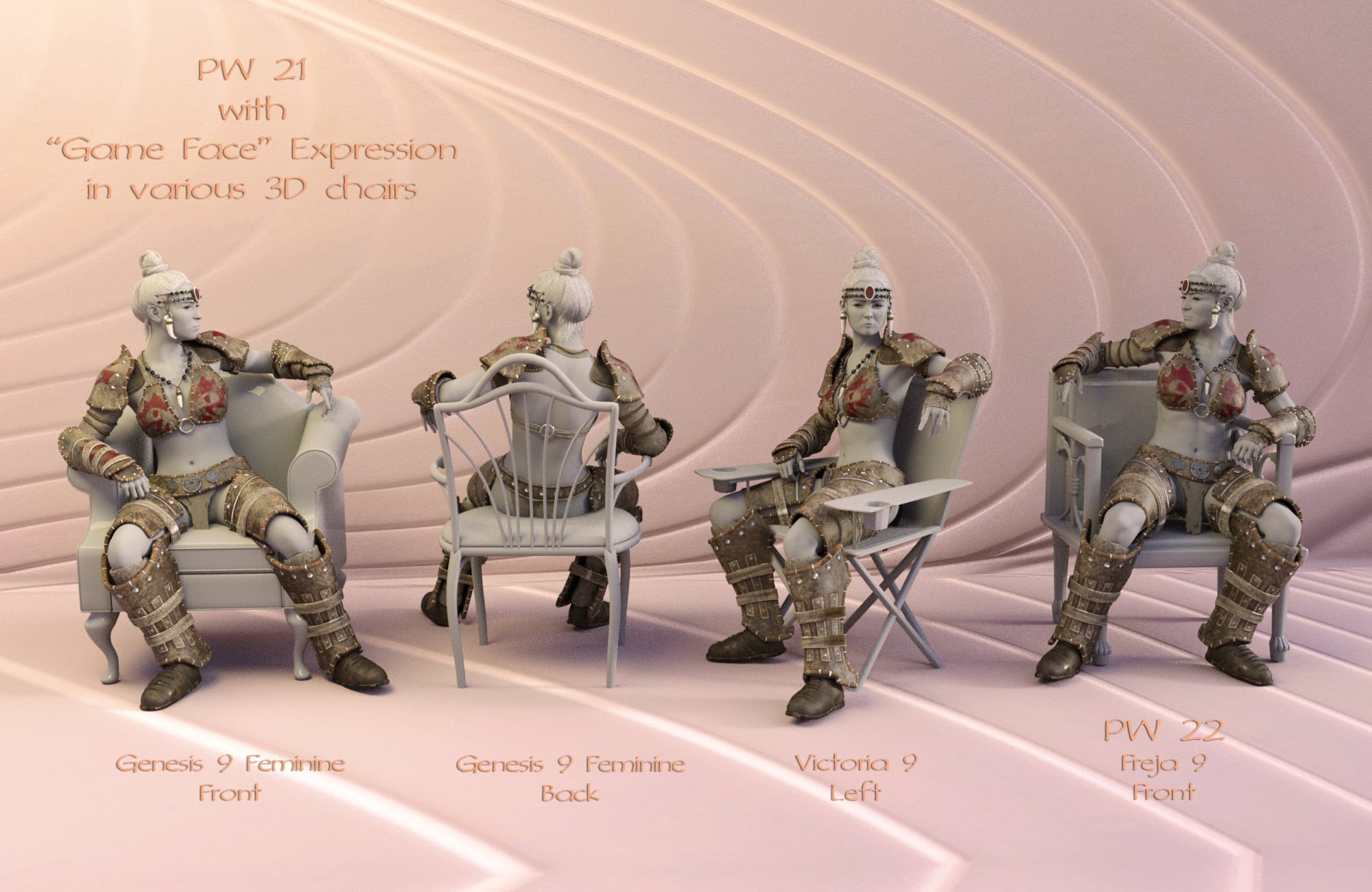 Primal Warrior Poses for Genesis 9 Feminine | Daz 3D