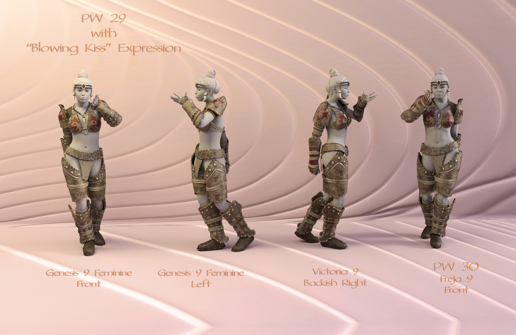 Primal Warrior Poses for Genesis 9 Feminine | Daz 3D