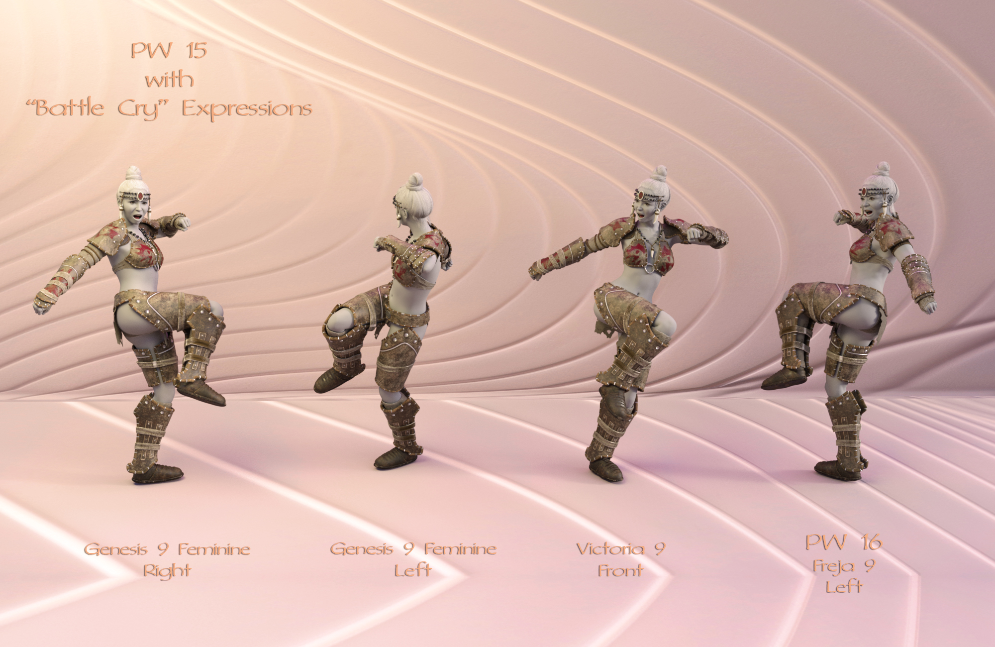 Primal Warrior Poses for Genesis 9 Feminine | Daz 3D