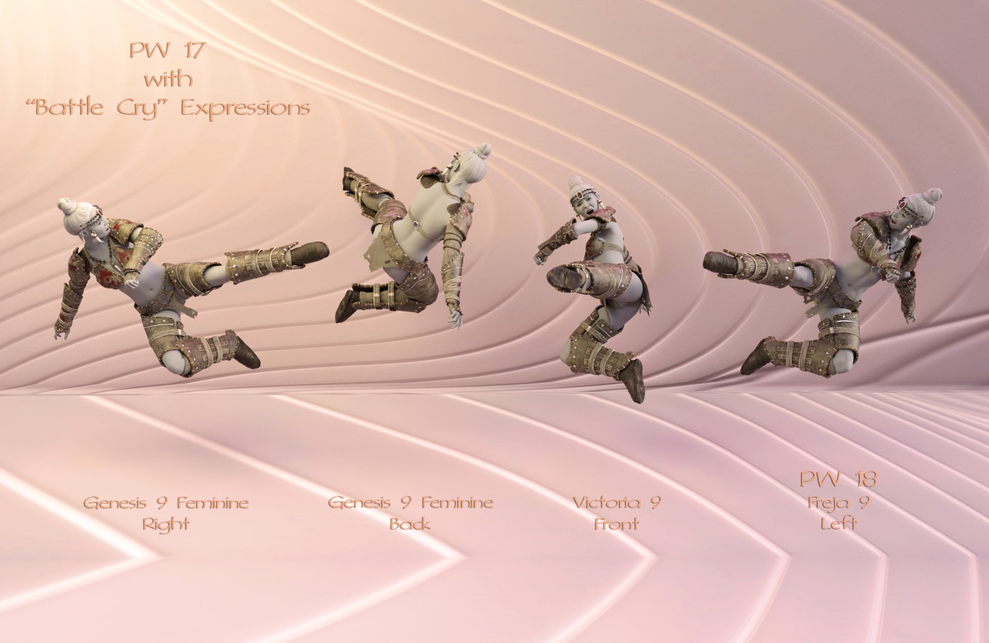 Primal Warrior Poses for Genesis 9 Feminine | Daz 3D