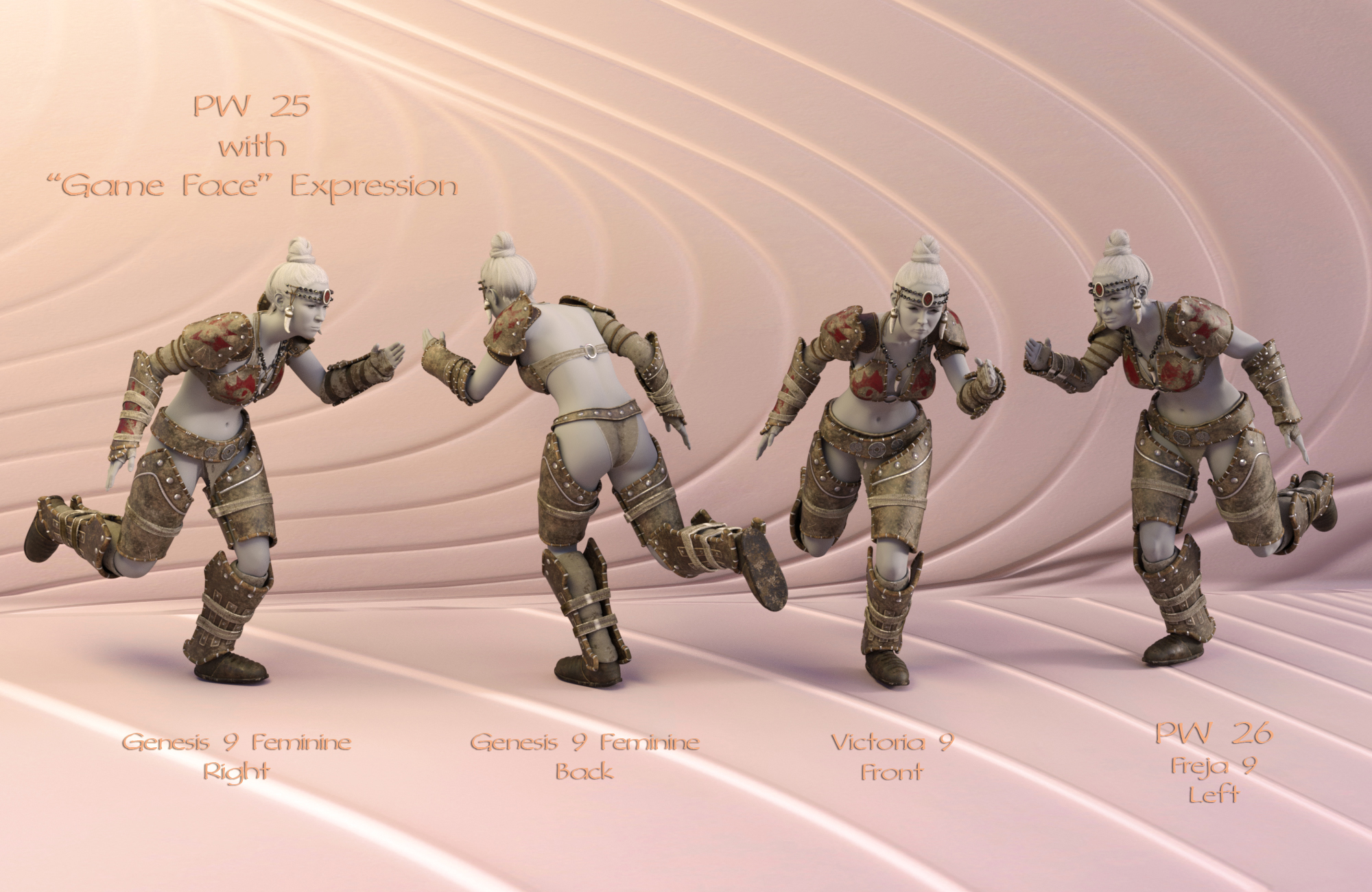 Primal Warrior Poses for Genesis 9 Feminine | Daz 3D