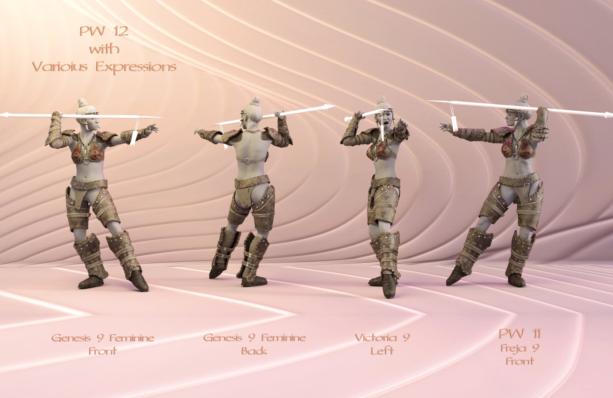 Primal Warrior Poses for Genesis 9 Feminine | Daz 3D