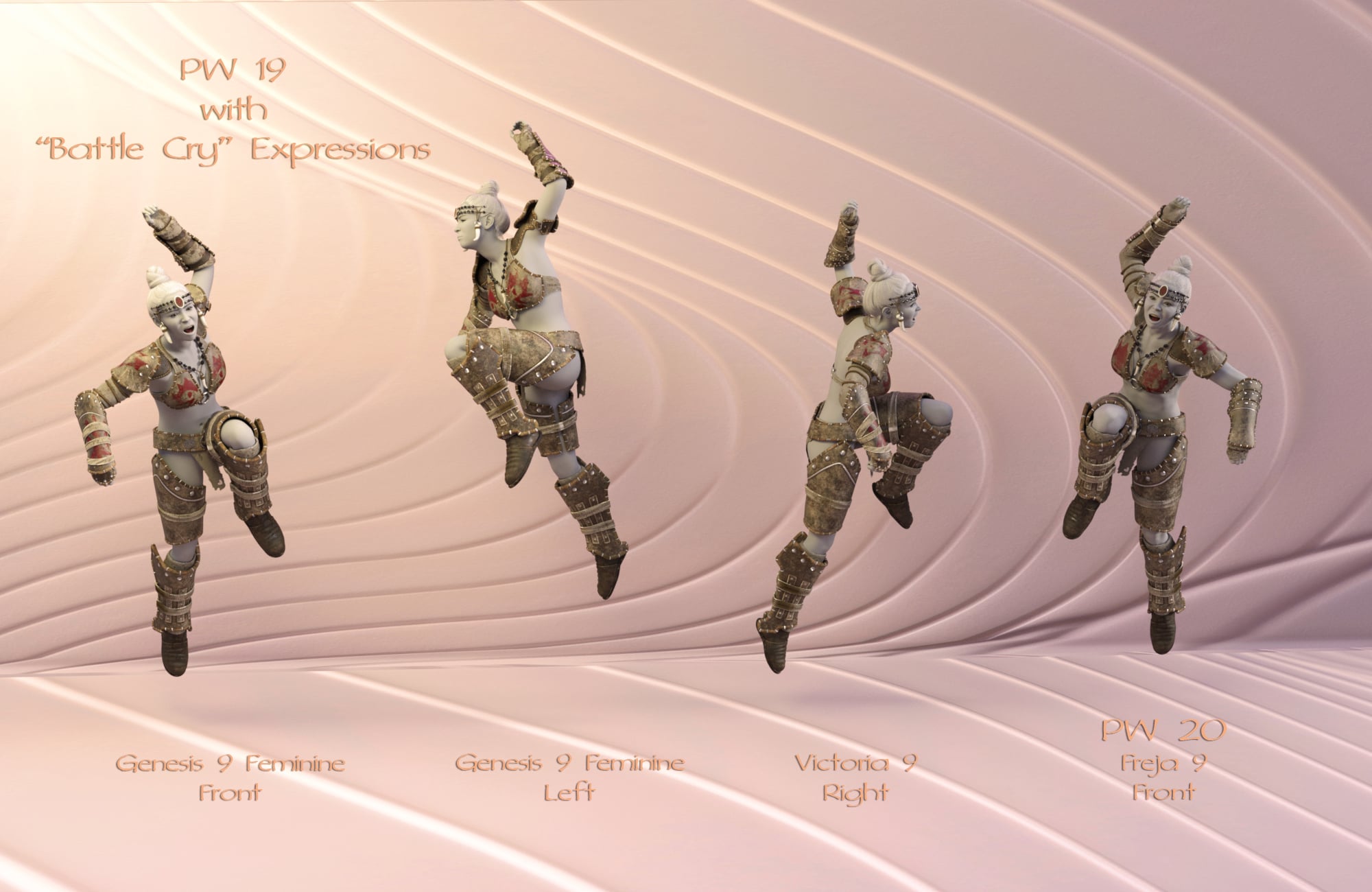 Primal Warrior Poses for Genesis 9 Feminine | Daz 3D