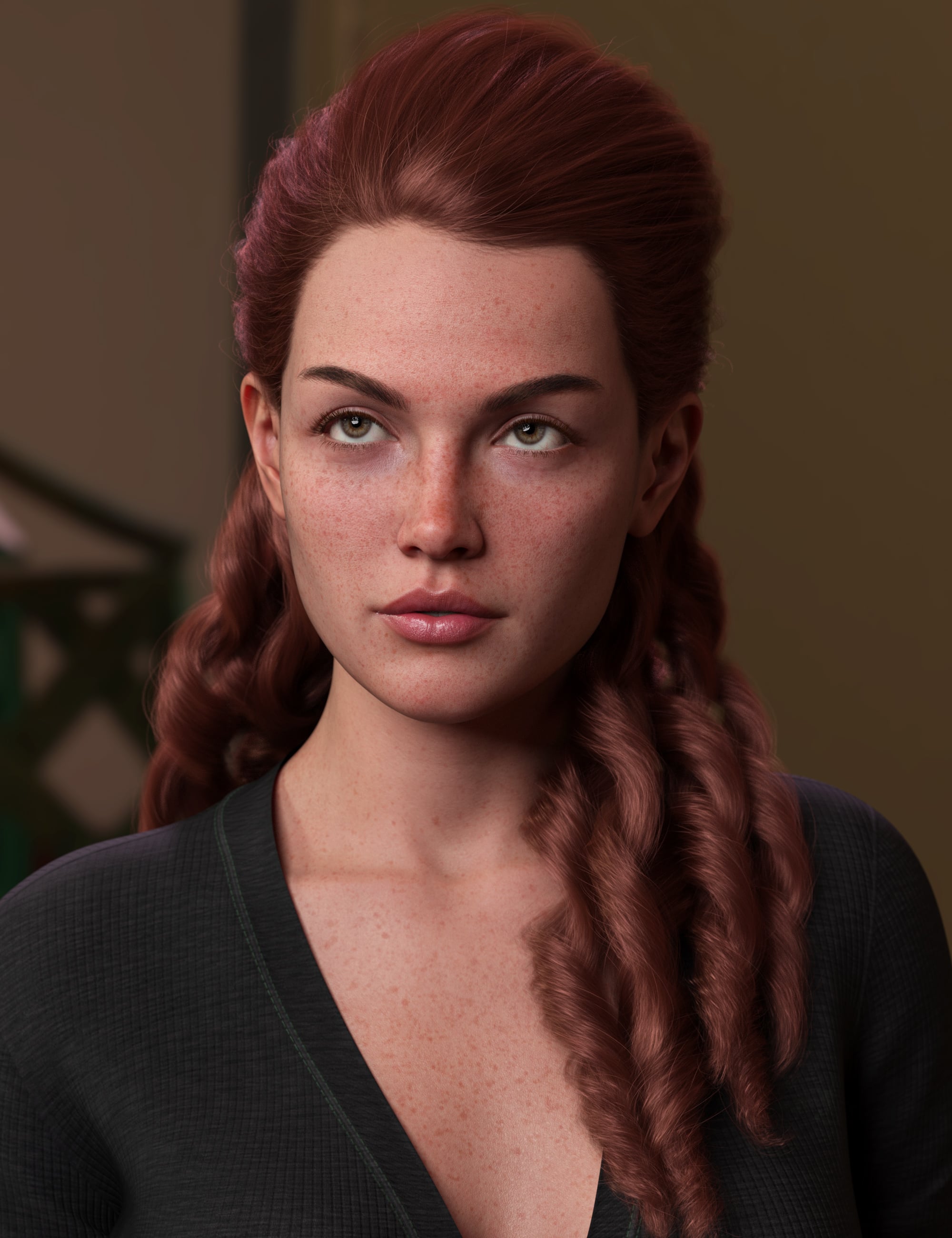 Half Up Romantic Style Hair for Genesis 9 and 8 Female | Daz 3D