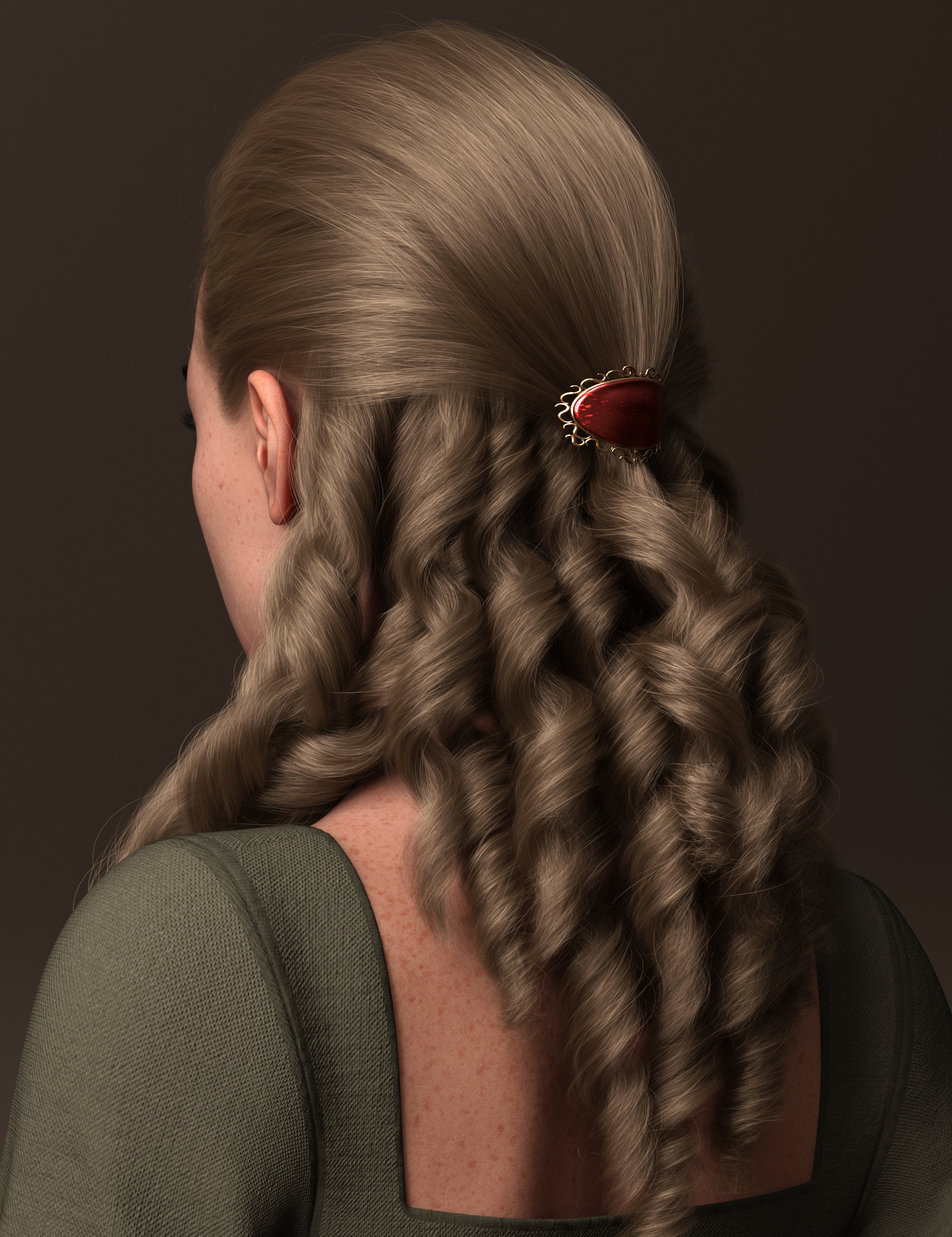Half Up Romantic Style Hair for Genesis 9 and 8 Female | Daz 3D