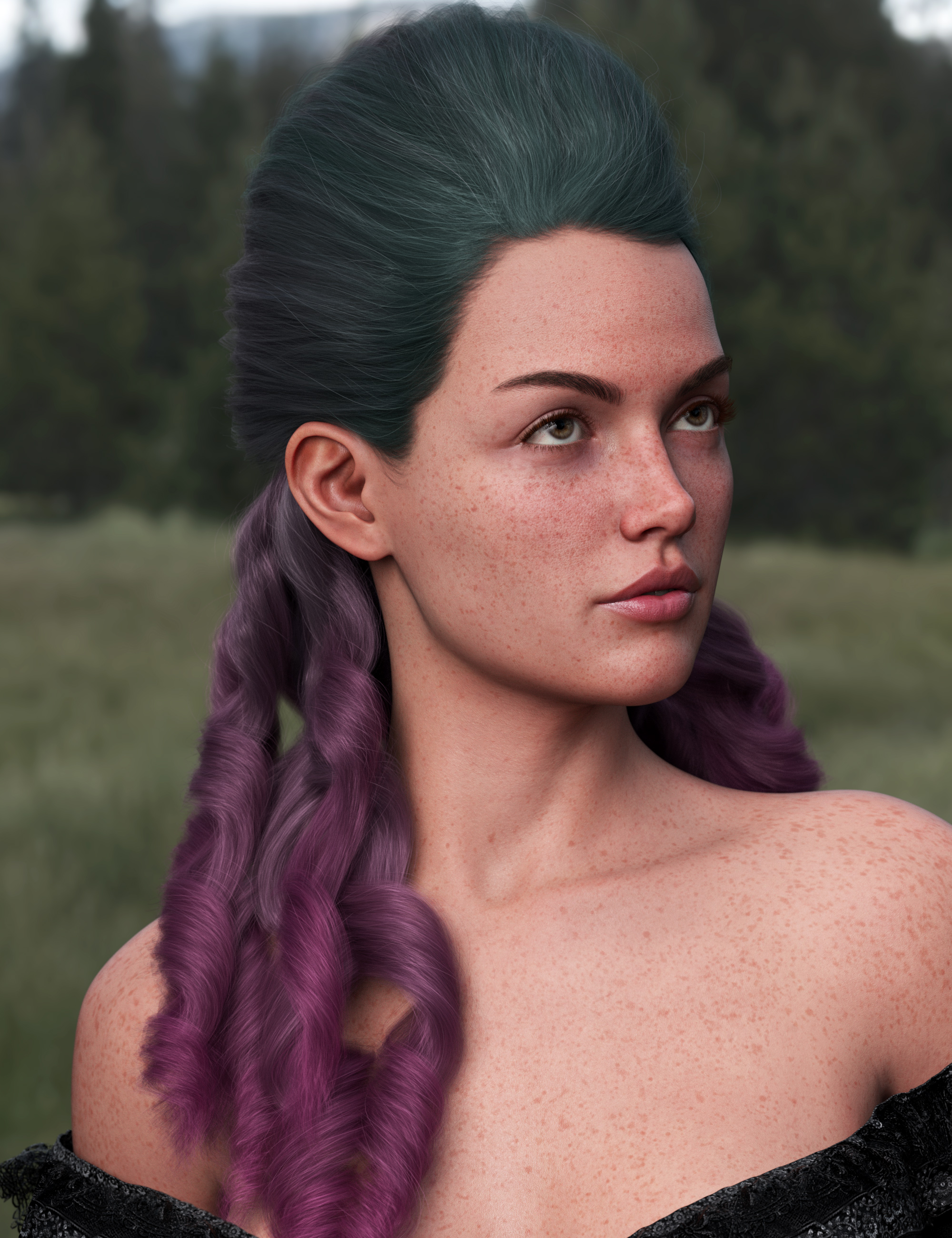 Half Up Romantic Style Hair Color Expansion | Daz 3D
