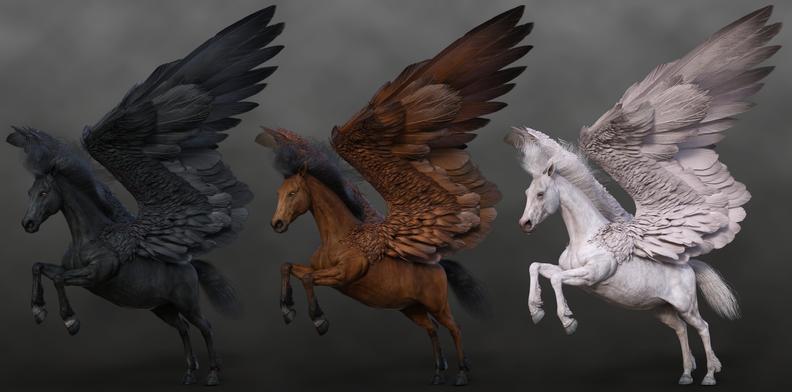Pegasus Wings Basic Materials Addon for the Daz Horse 3 | Daz 3D