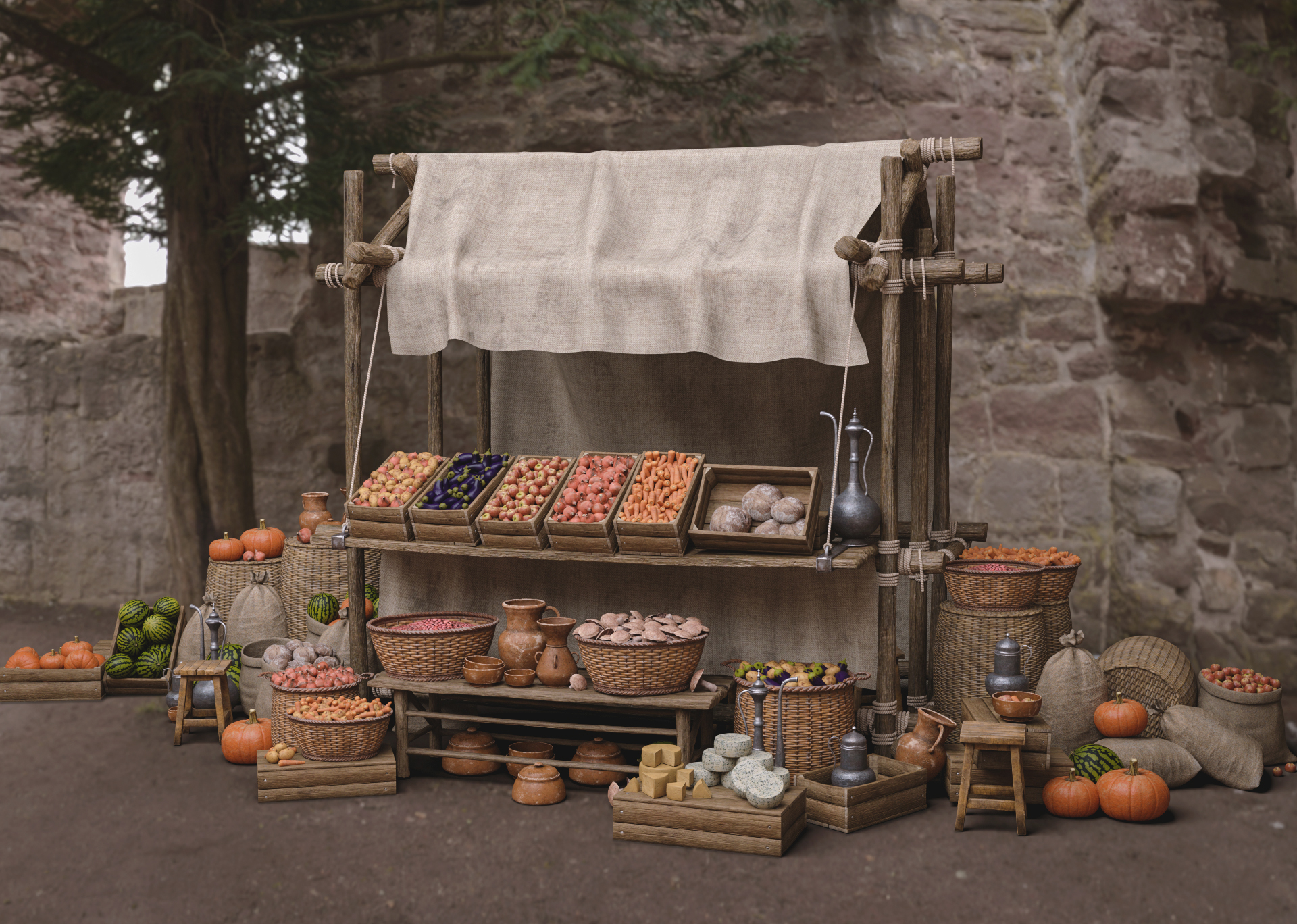 Medieval Land 01 Market | Daz 3D
