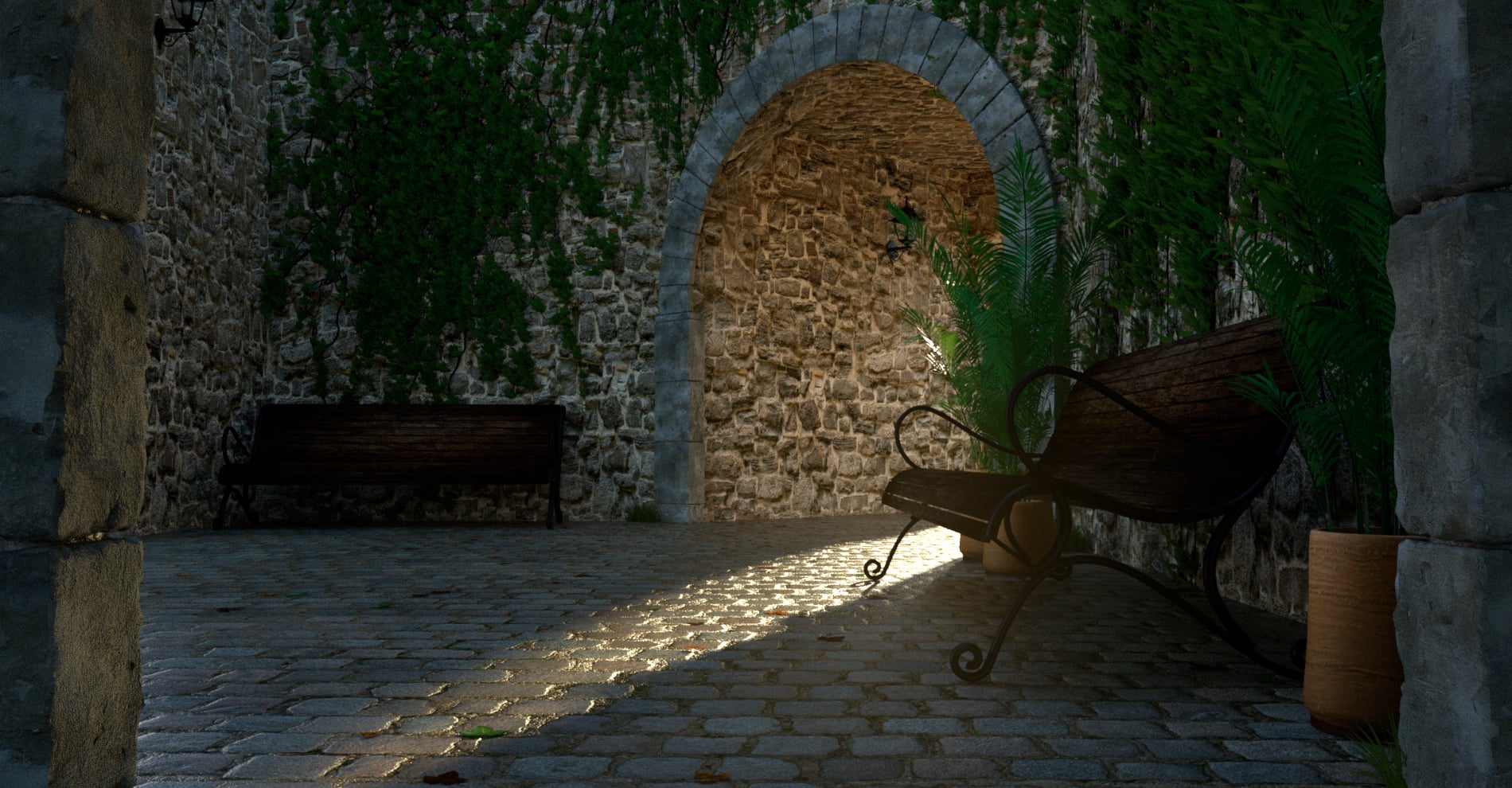 Stone Mediterranean Courtyard | Daz 3D