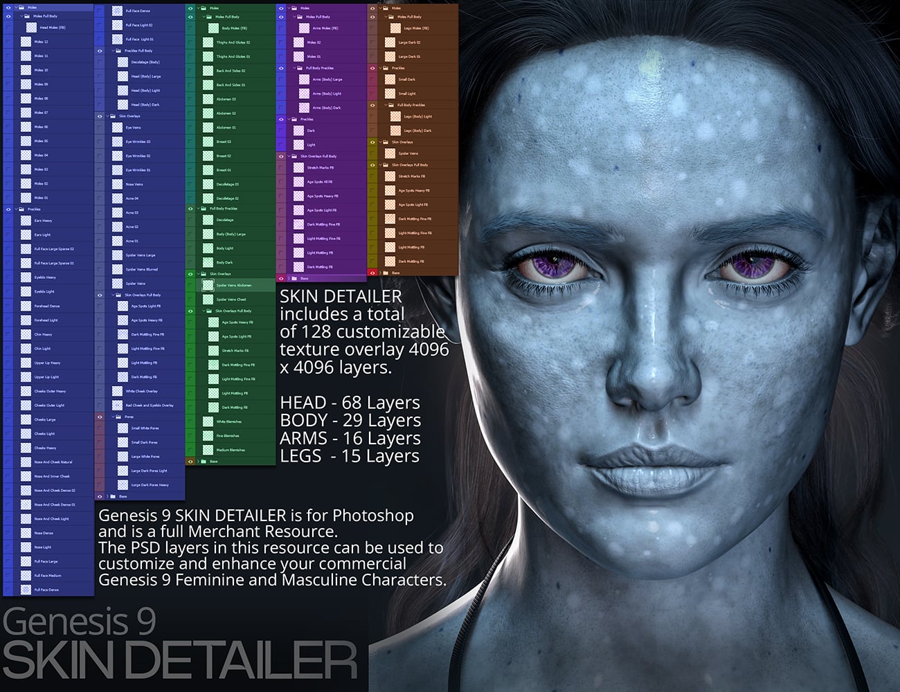 Skin Detailer For Genesis 9 Merchant Resource | Daz 3D