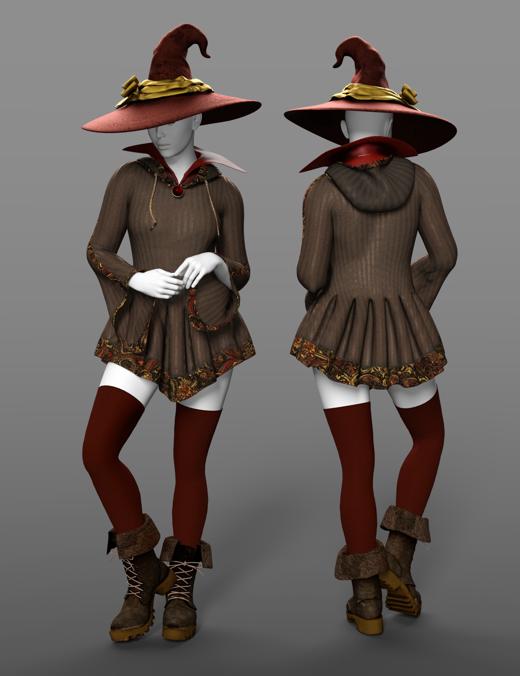 Magical for dForce Belladonna's Broomstick Brigade Novice Witch Outfit ...