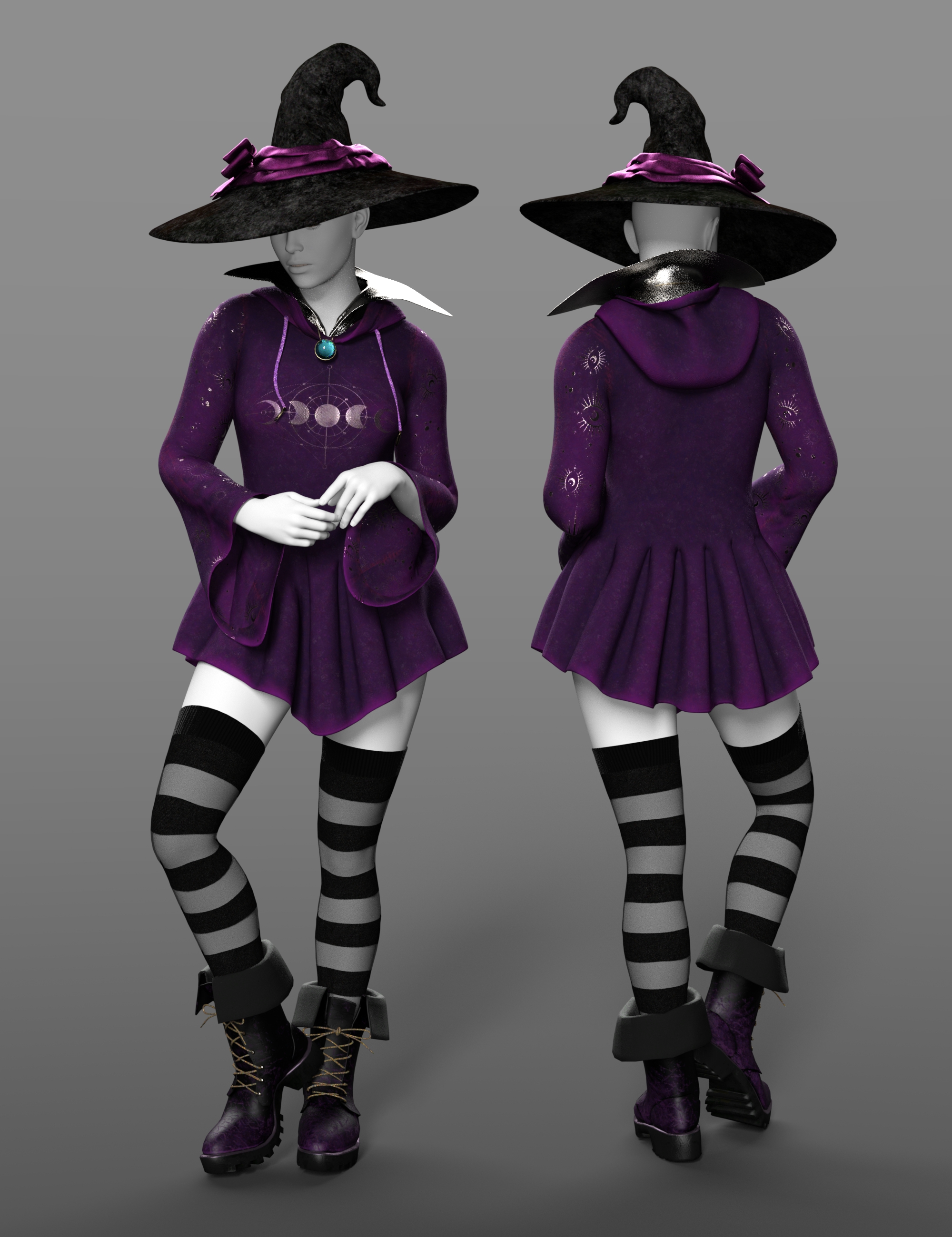 Magical for dForce Belladonna's Broomstick Brigade Novice Witch Outfit ...