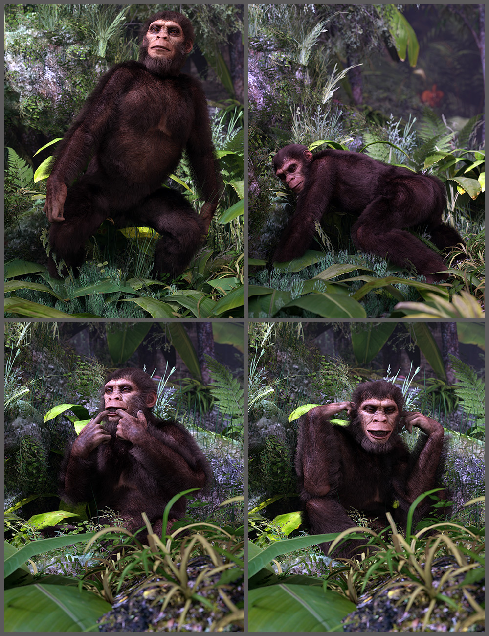 IGD Aping Around Poses for ApeWorld Chimpanzee for Genesis 9 | Daz 3D