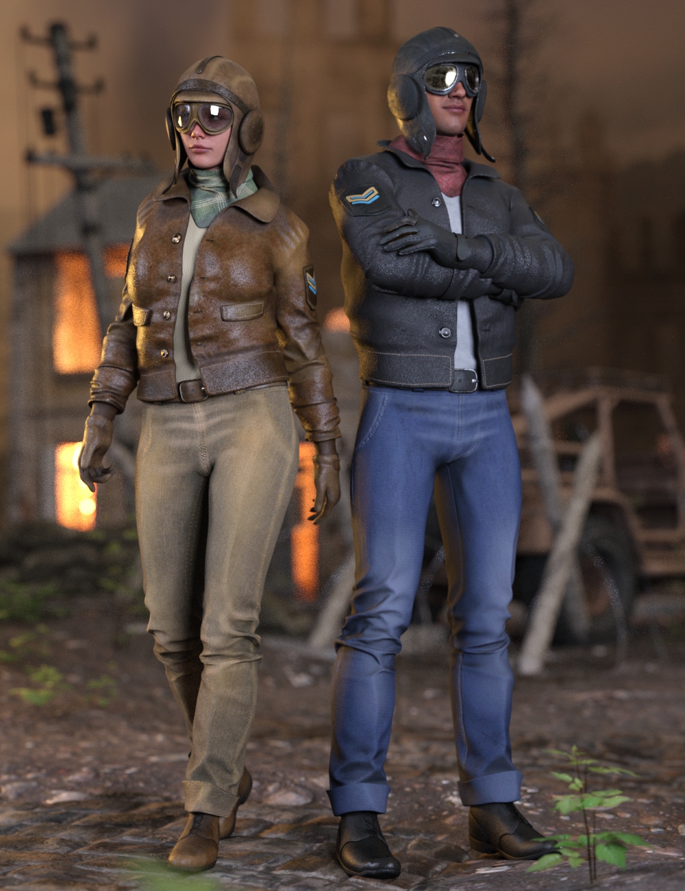 Retro Aviator Outfit for Genesis 9 | Daz 3D