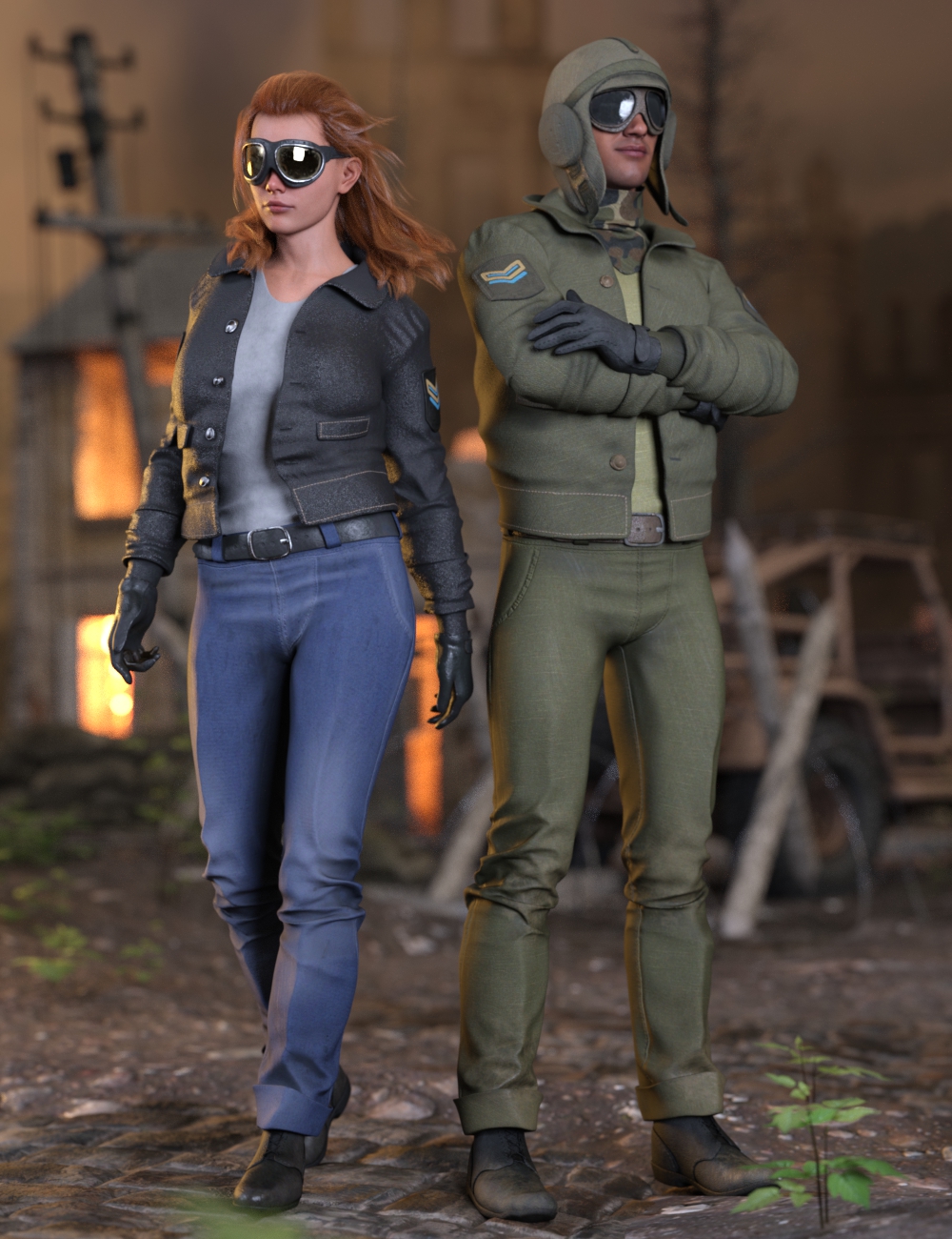 Retro Aviator Outfit for Genesis 9 | Daz 3D