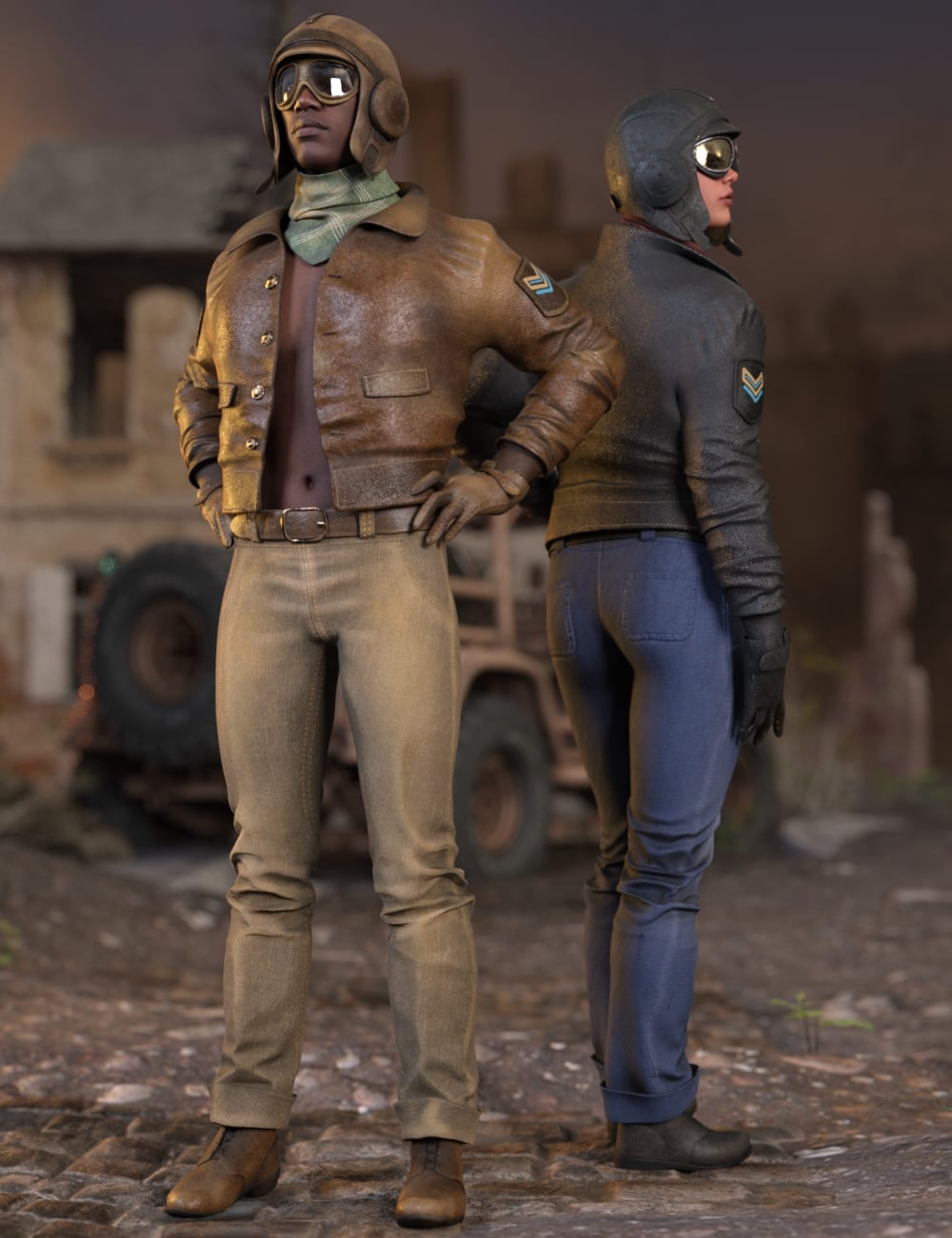 Retro Aviator Outfit for Genesis 9 | Daz 3D