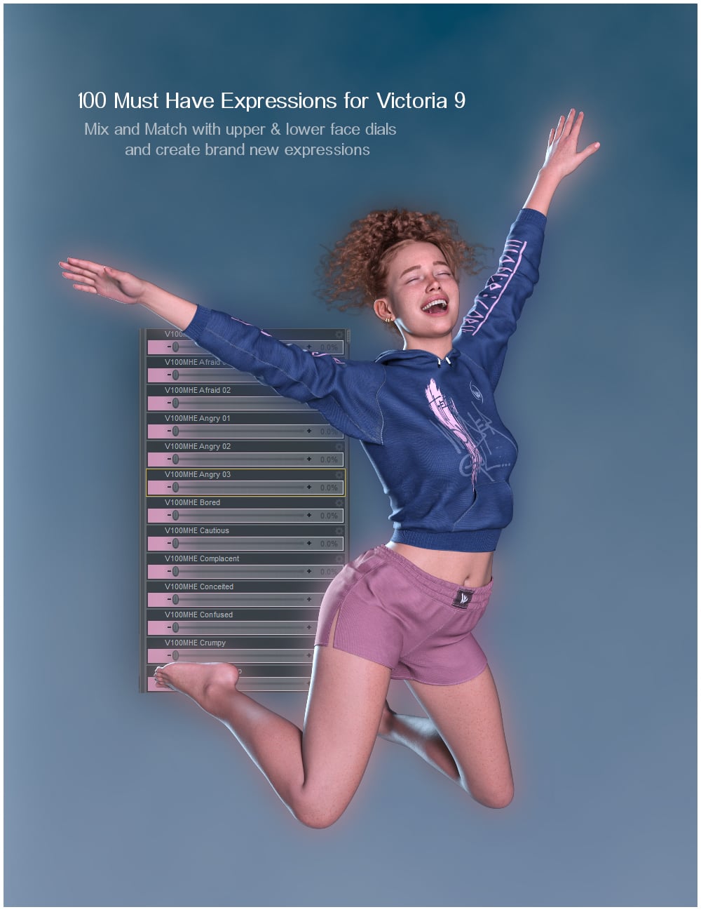 V 100 Must Have Expressions for Victoria 9 | Daz 3D