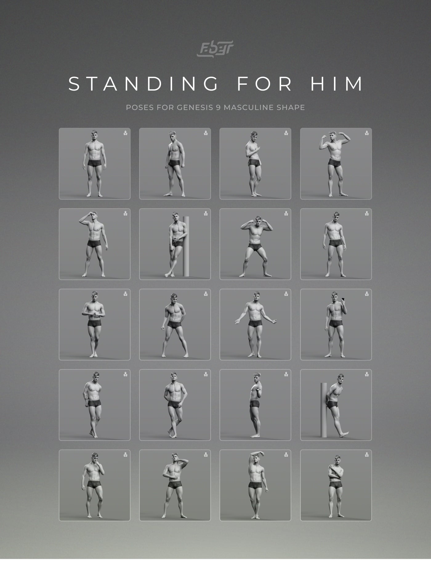 Standing for Him Poses for Genesis 9 | Daz 3D