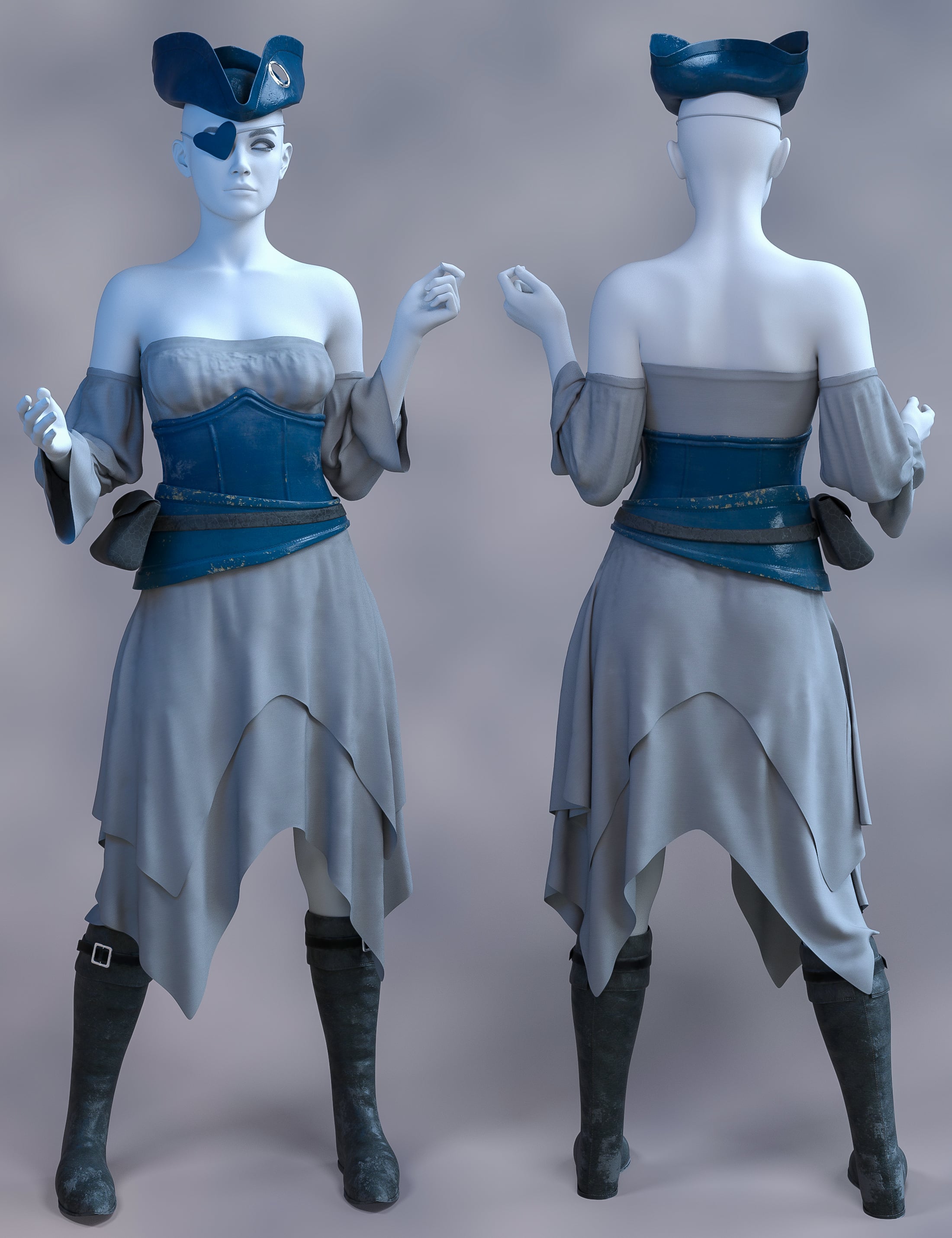 dForce Pirate Girl Outfit Texture Add-on | Daz 3D