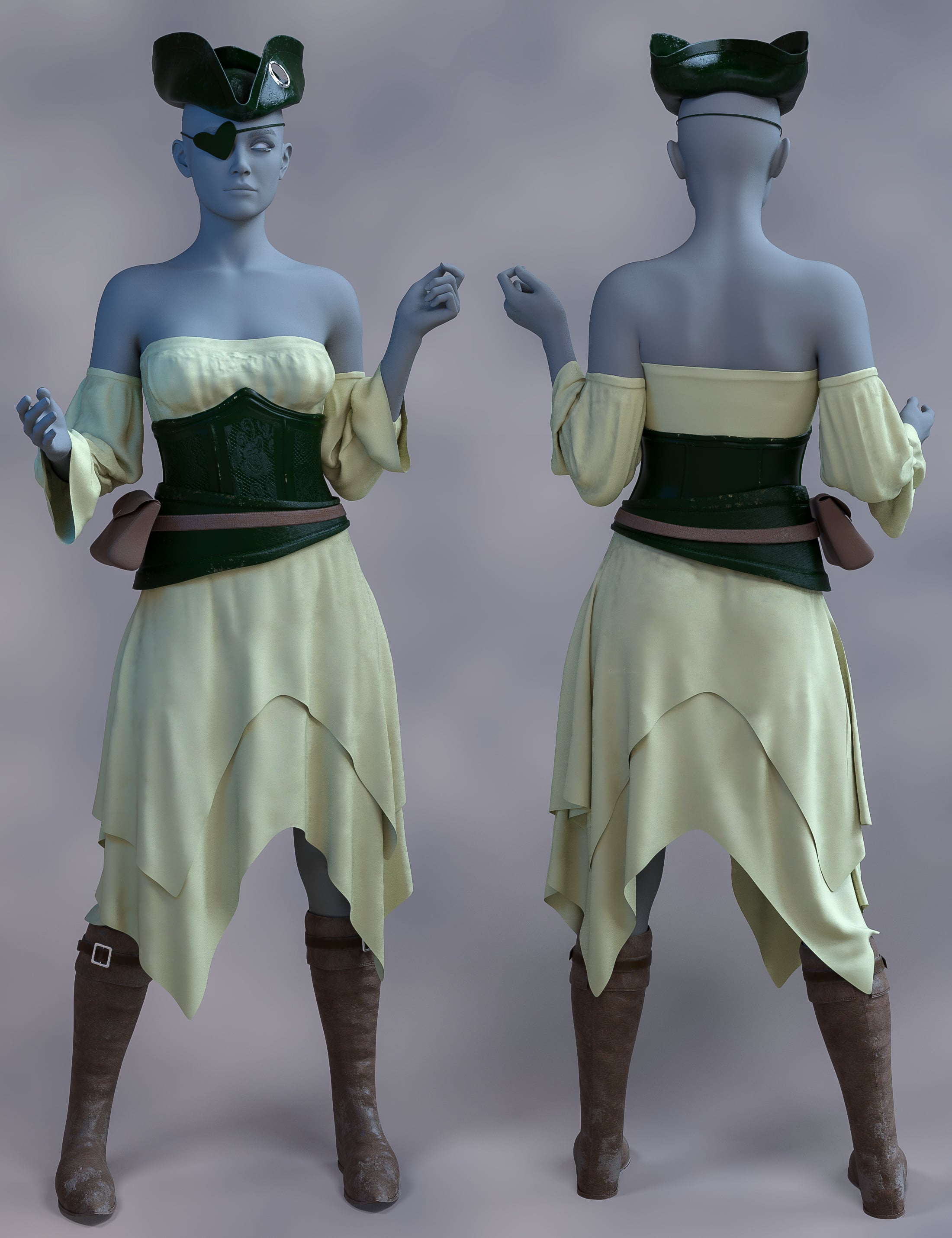 dForce Pirate Girl Outfit Texture Add-on | Daz 3D