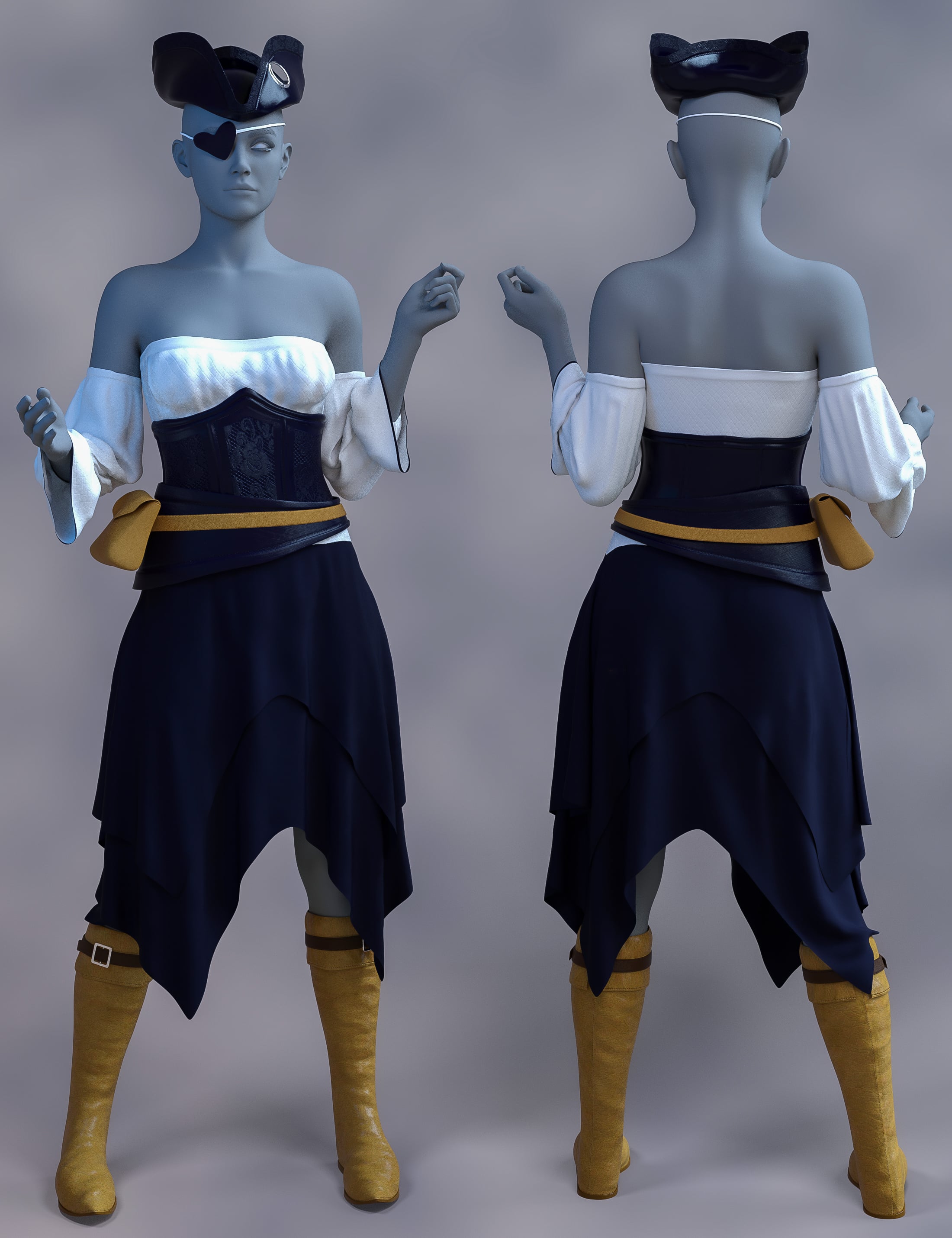 dForce Pirate Girl Outfit Texture Add-on | Daz 3D