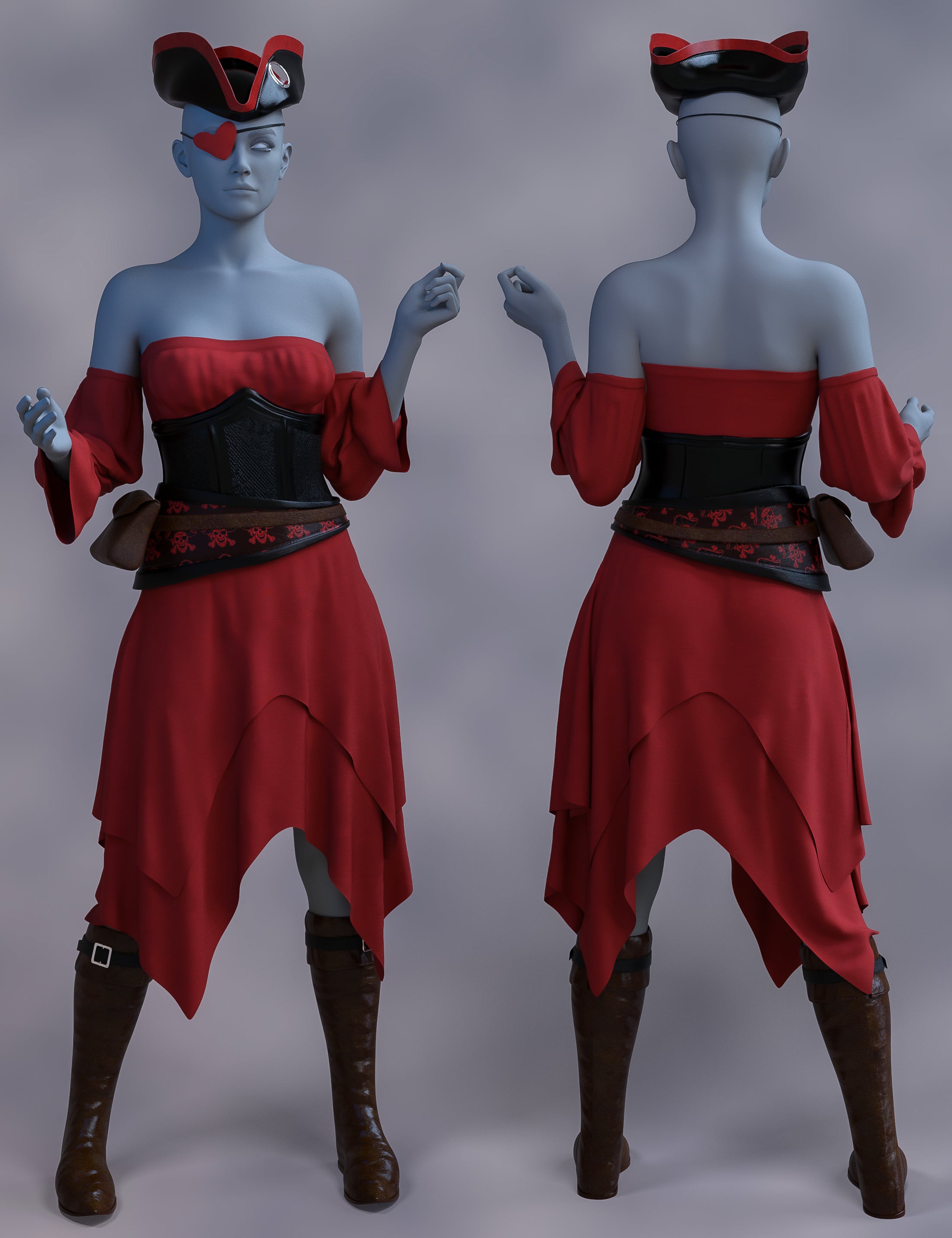 dForce Pirate Girl Outfit Texture Add-on | Daz 3D