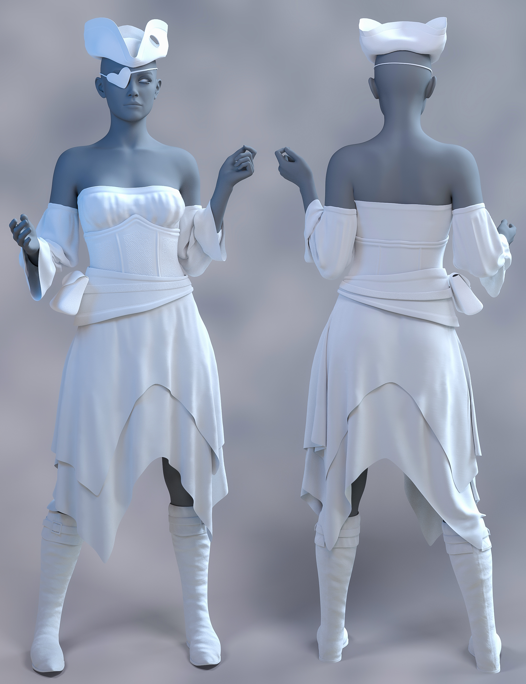 dForce Pirate Girl Outfit Texture Add-on | Daz 3D